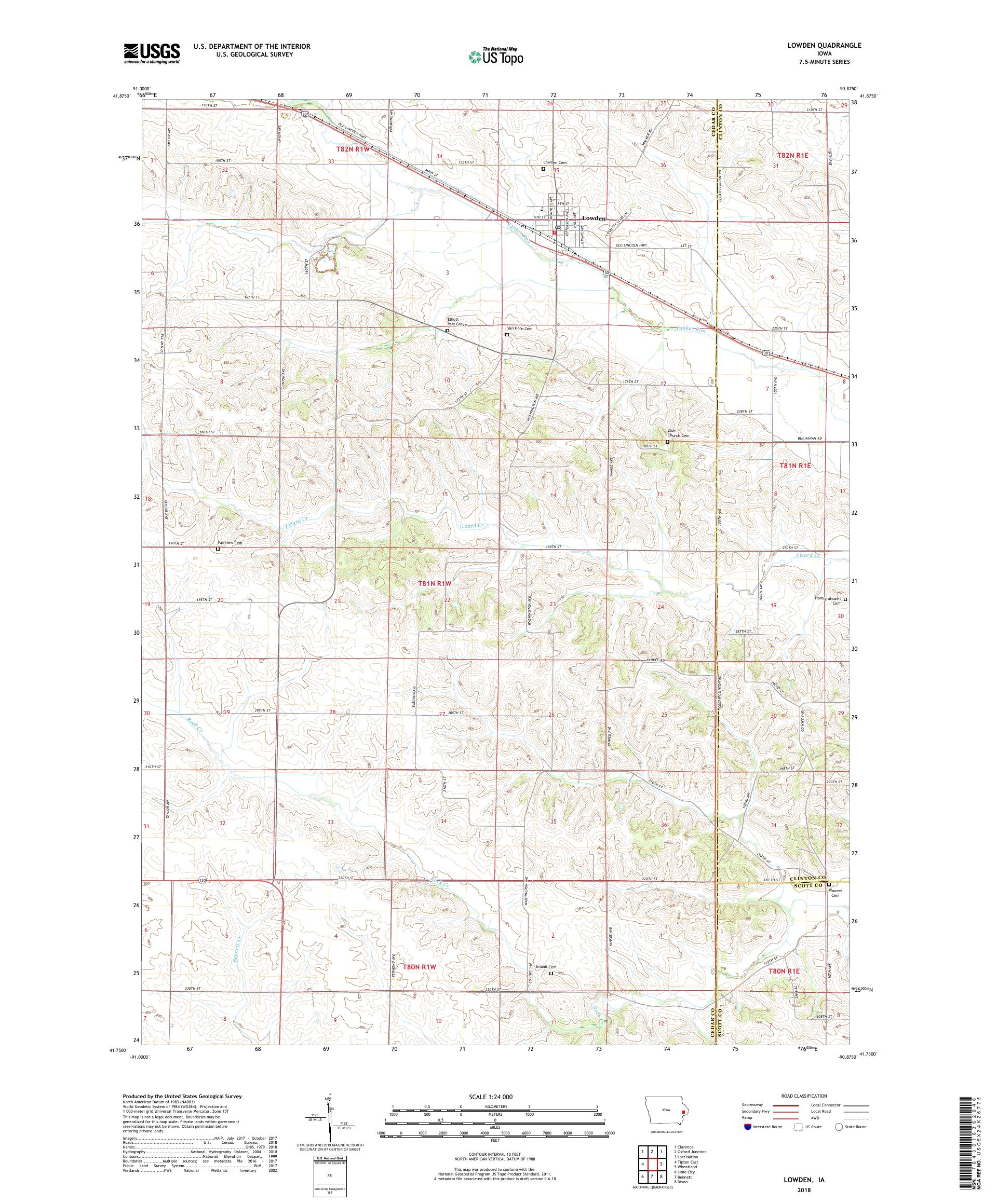 Lowden Iowa US Topo Map – MyTopo Map Store