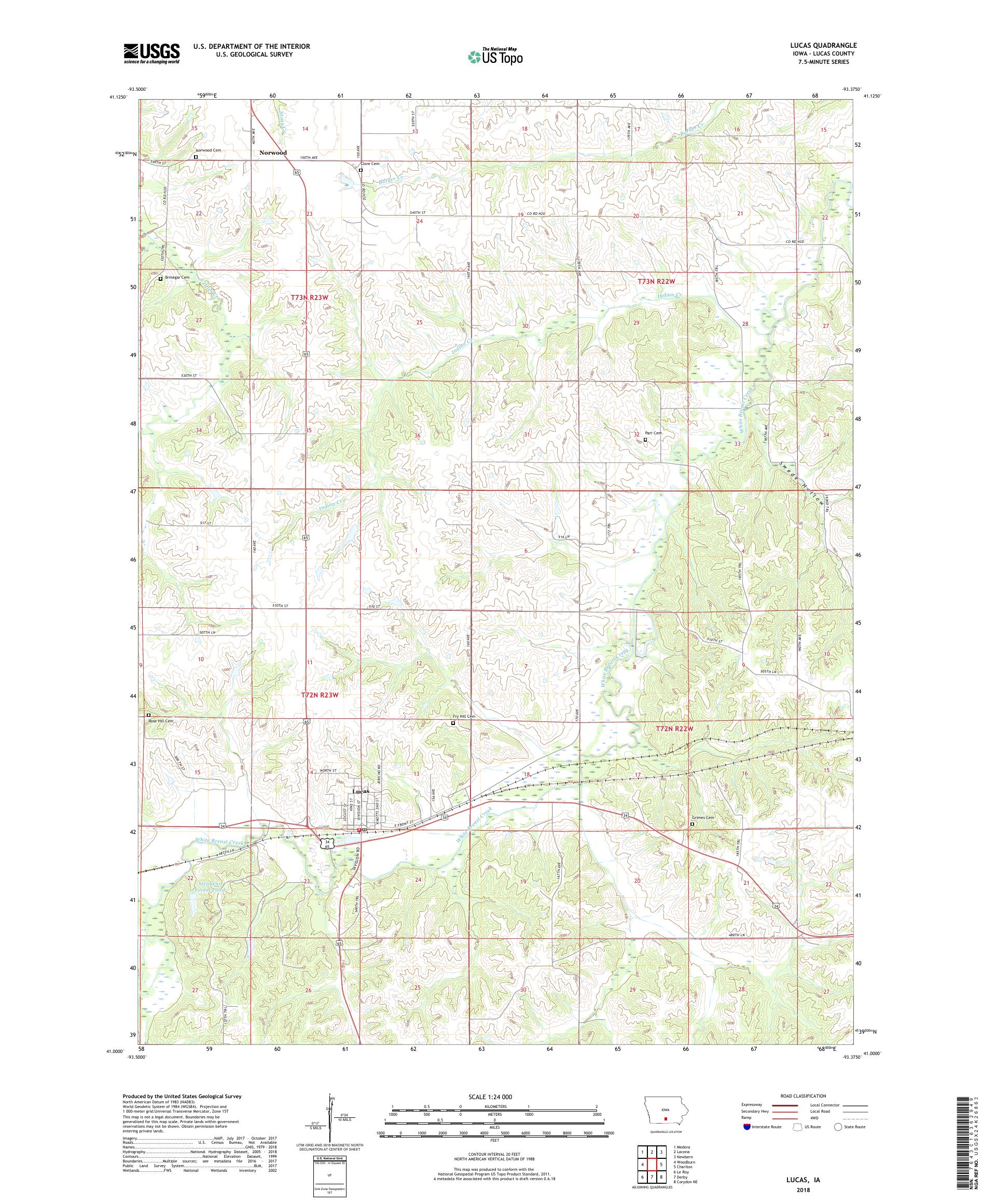 Lucas Iowa US Topo Map – MyTopo Map Store