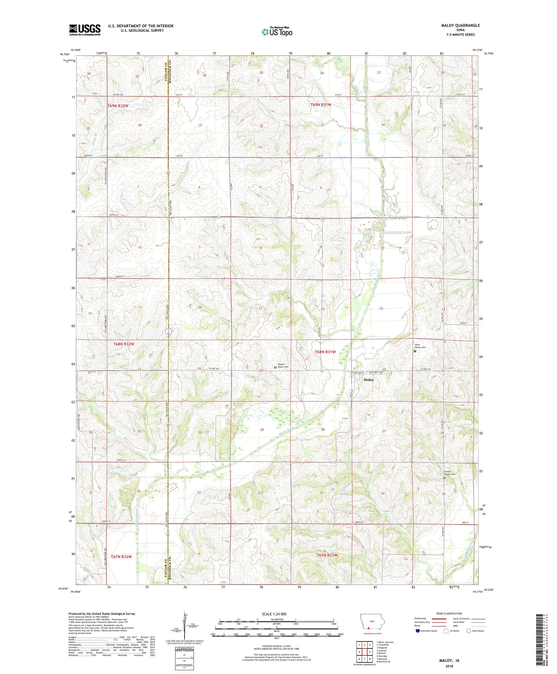 Maloy Iowa US Topo Map – MyTopo Map Store