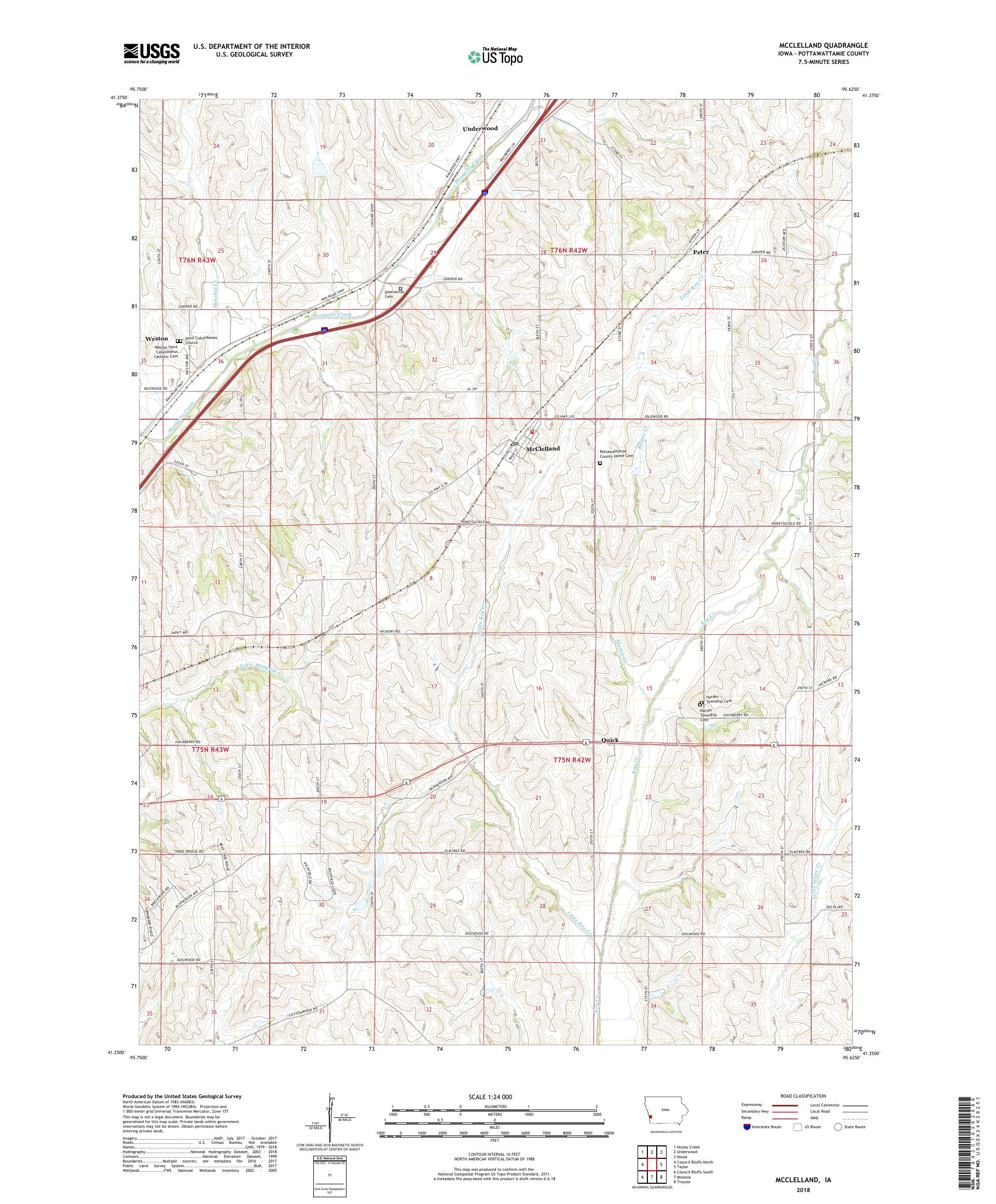 McClelland Iowa US Topo Map – MyTopo Map Store