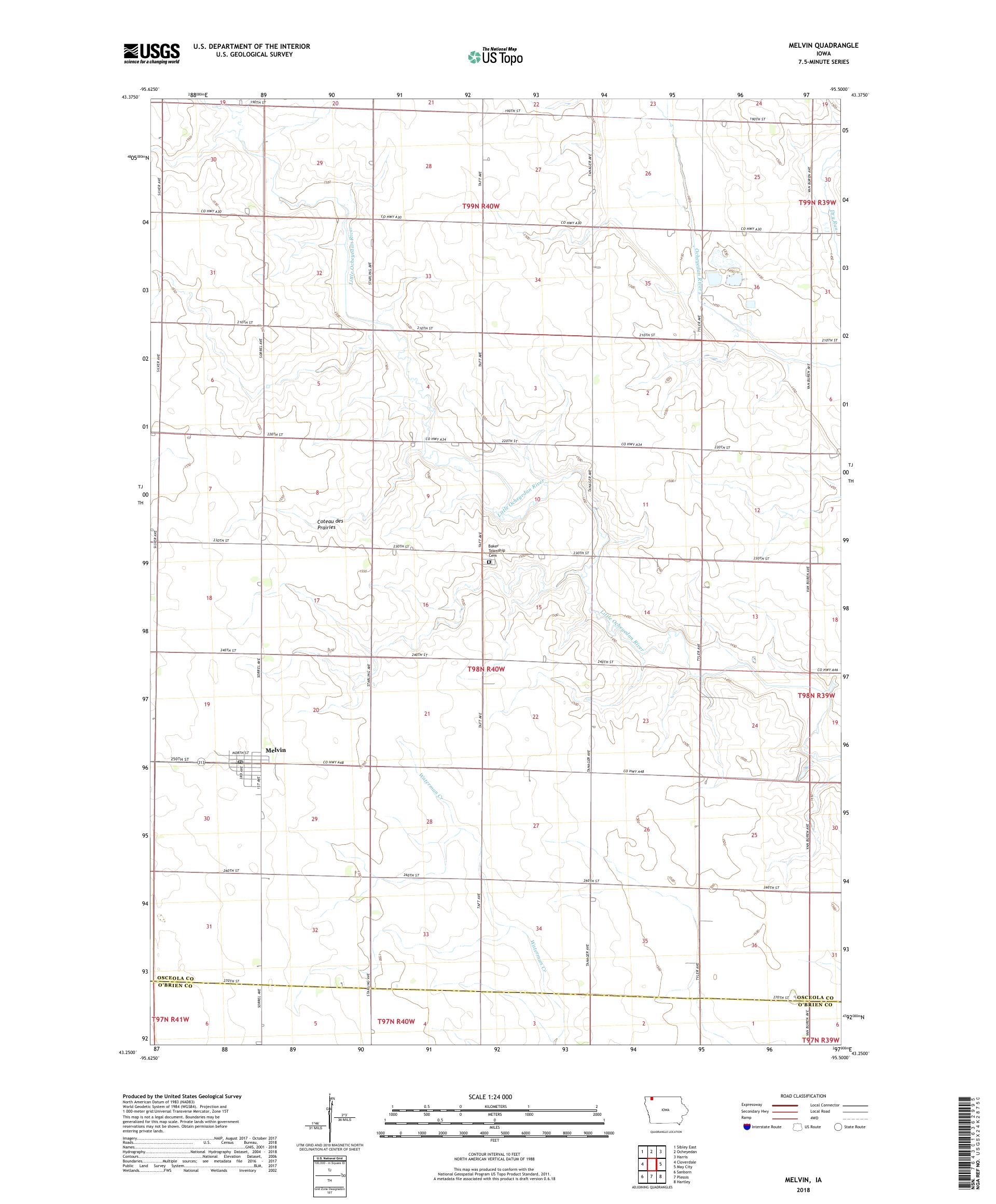 Melvin Iowa US Topo Map – MyTopo Map Store