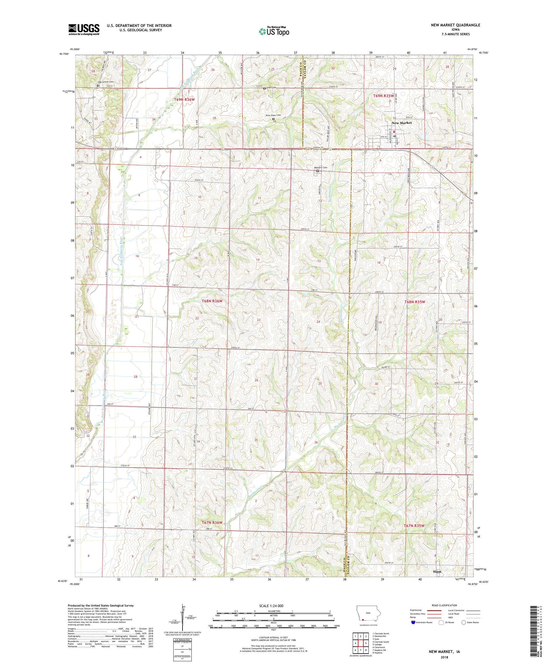 New Market Iowa US Topo Map – MyTopo Map Store