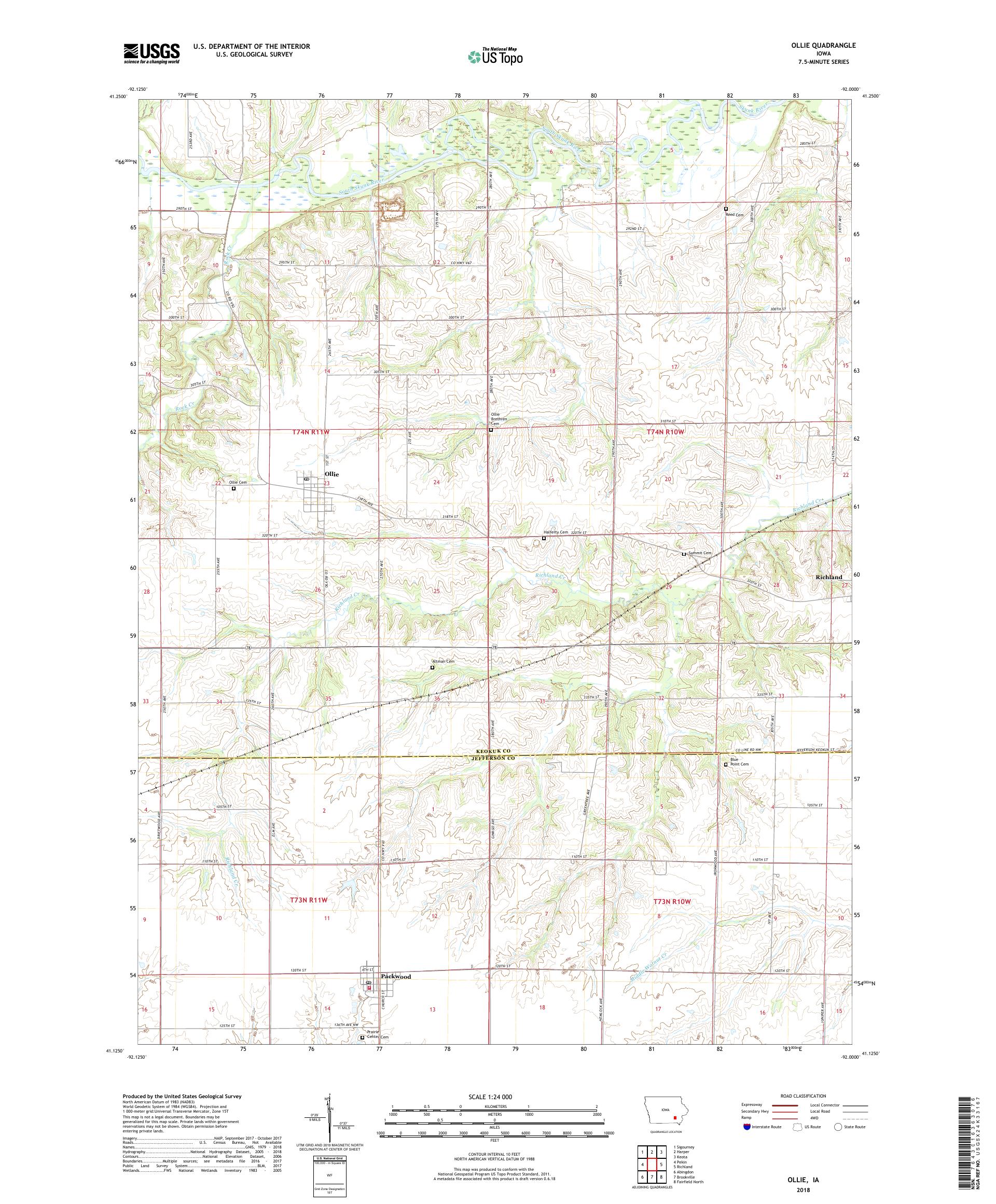 Ollie Iowa US Topo Map – MyTopo Map Store