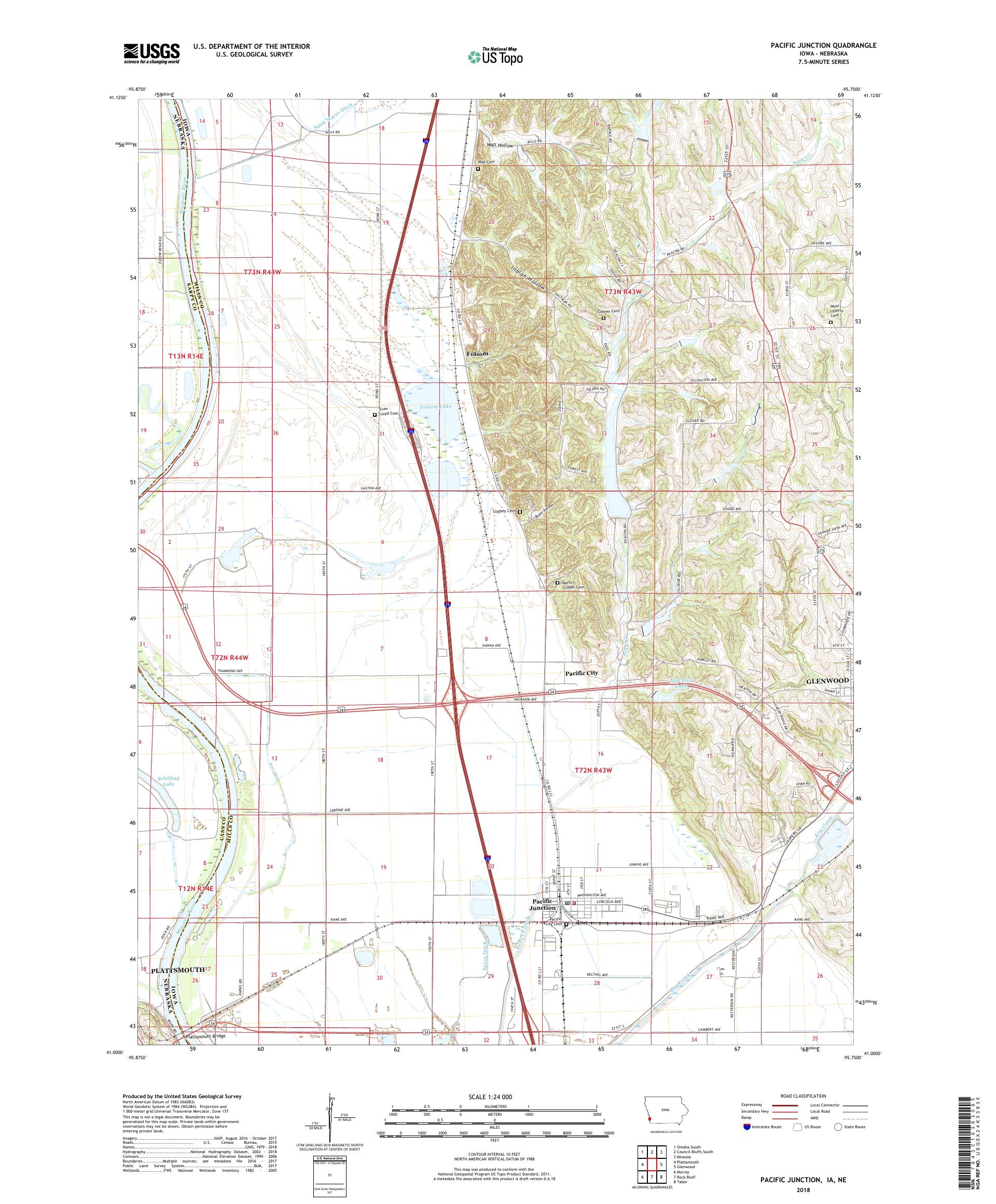 Pacific Junction Iowa US Topo Map – MyTopo Map Store