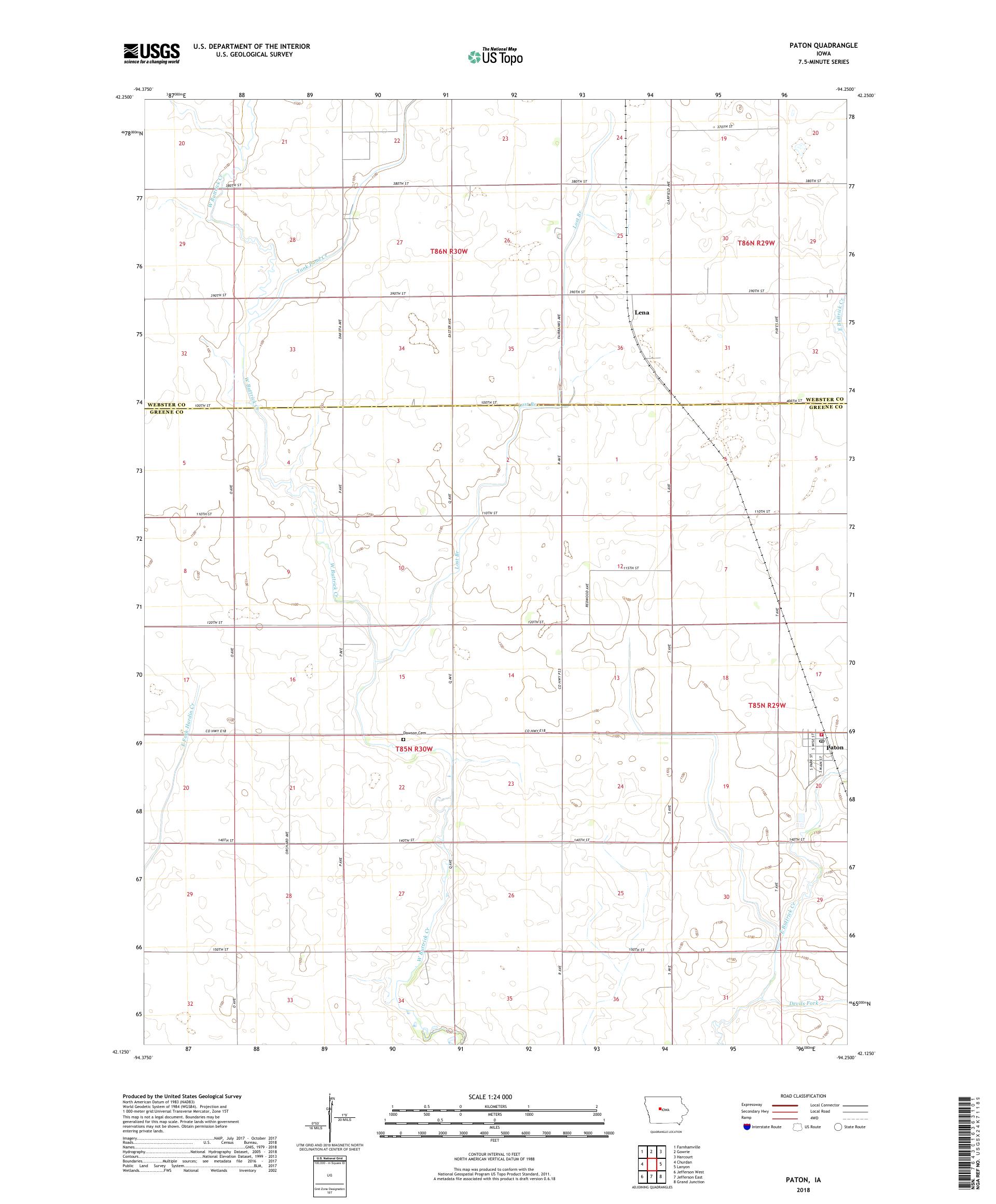 Paton Iowa US Topo Map – MyTopo Map Store