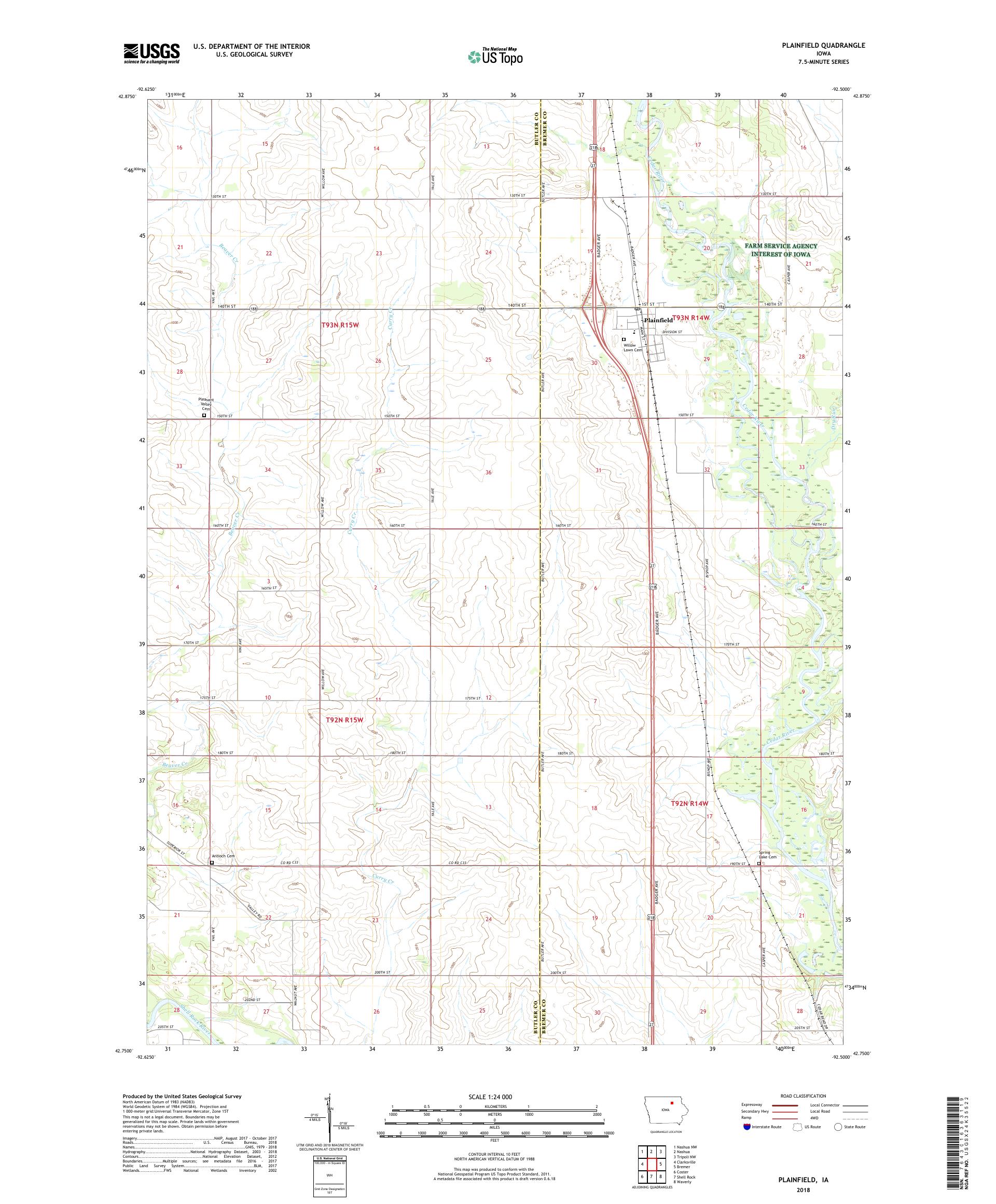 Plainfield Iowa US Topo Map – MyTopo Map Store