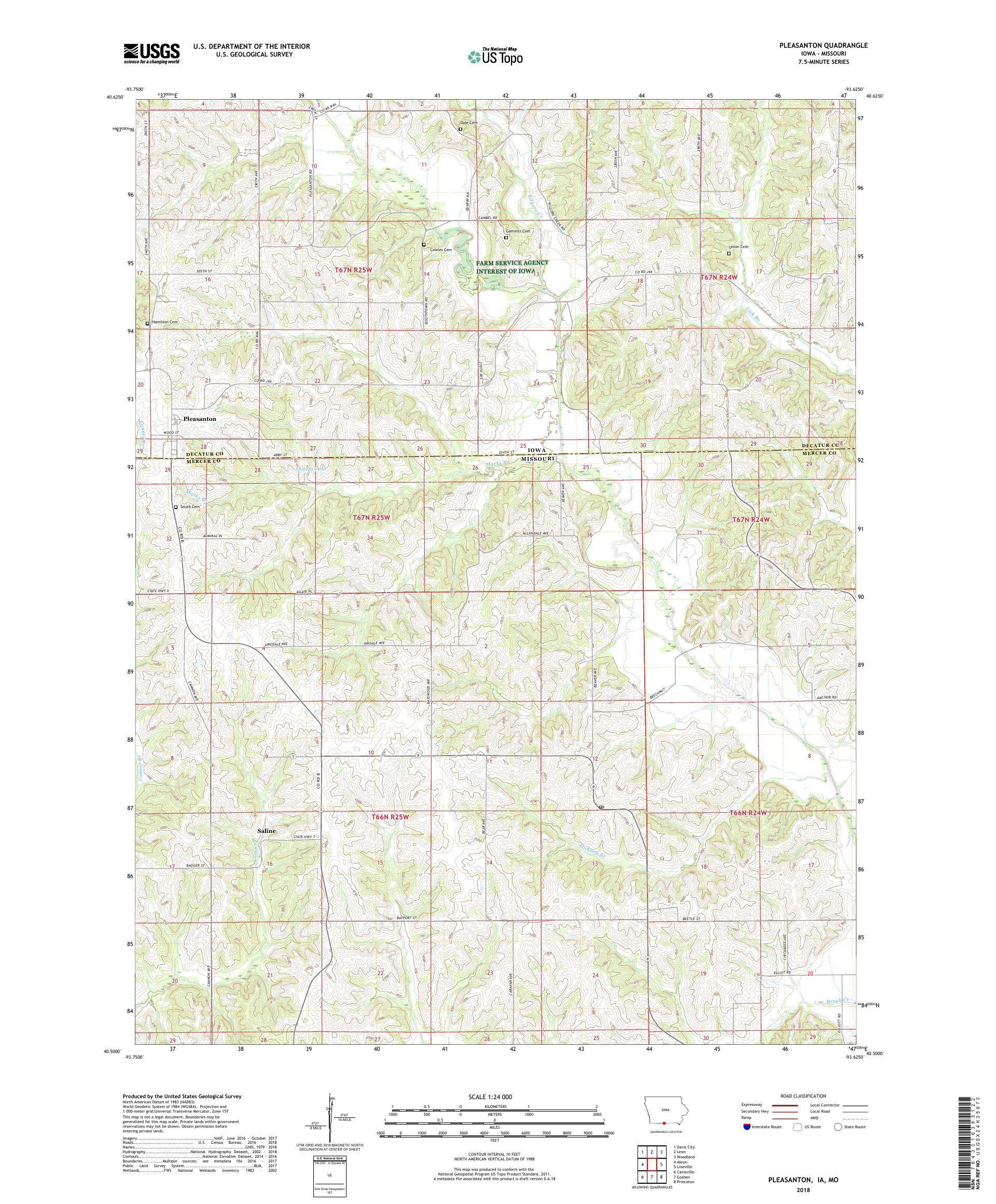 Pleasanton Iowa US Topo Map – MyTopo Map Store