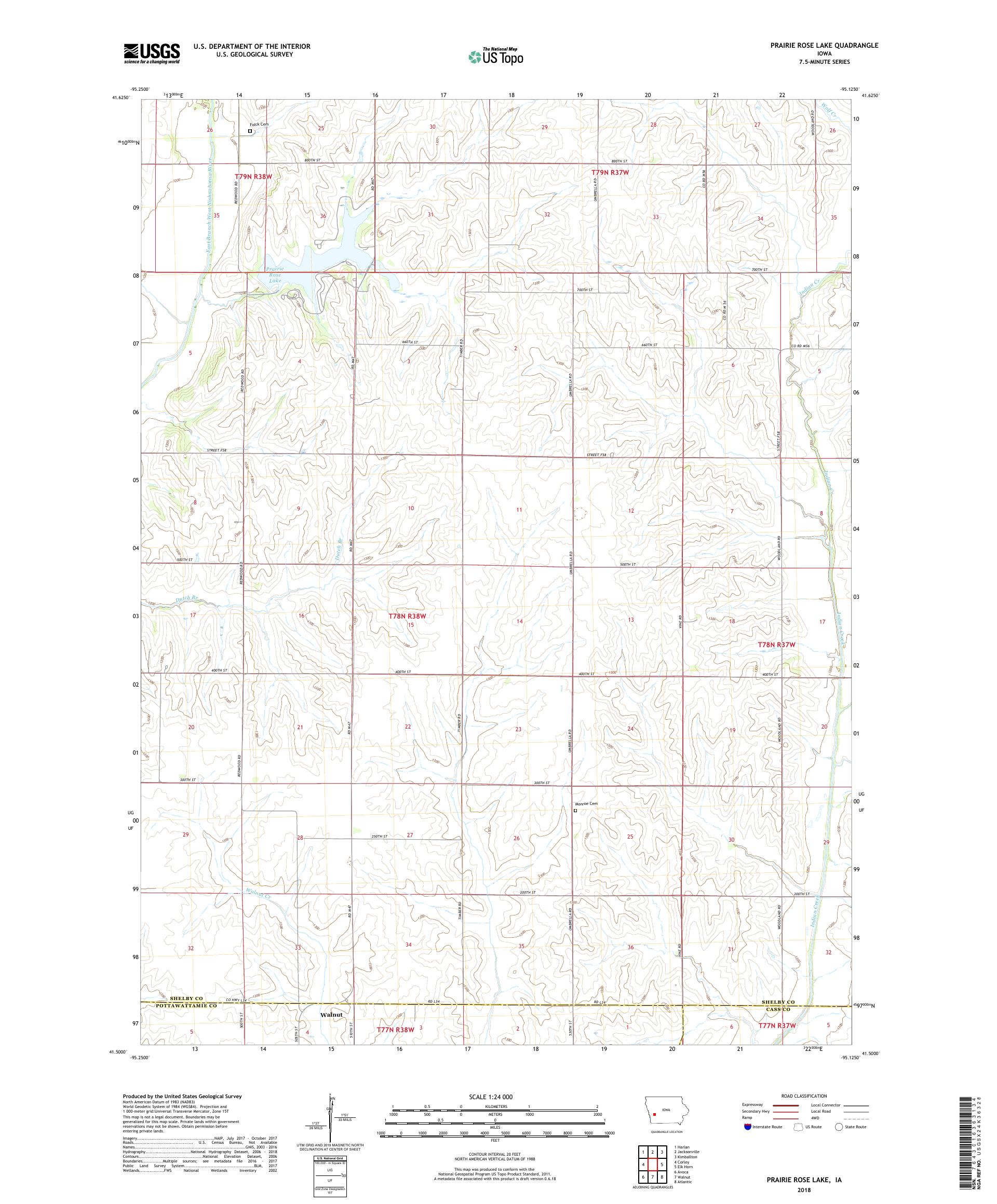 Prairie Rose Lake Iowa US Topo Map – MyTopo Map Store