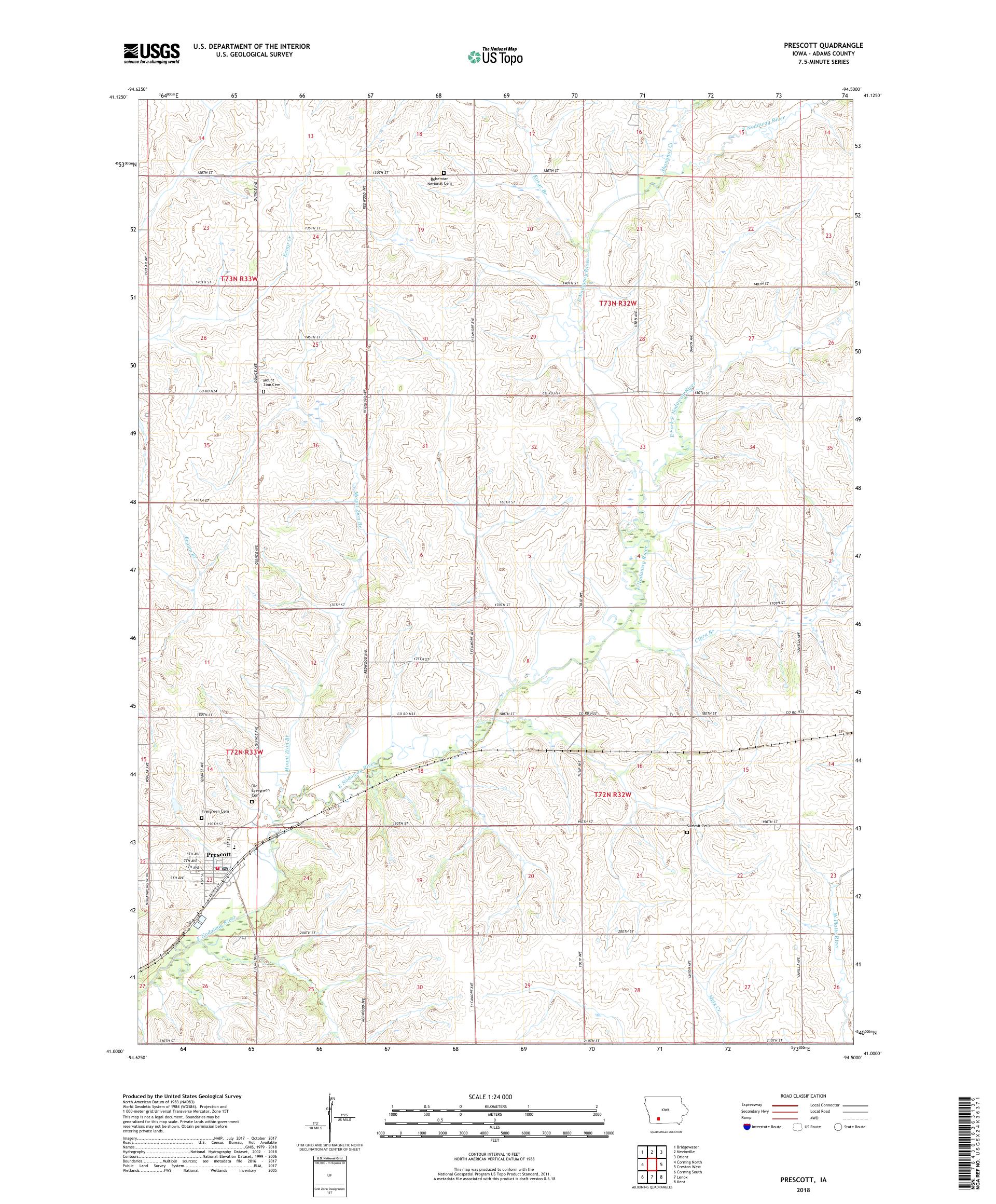 Prescott Iowa US Topo Map – MyTopo Map Store