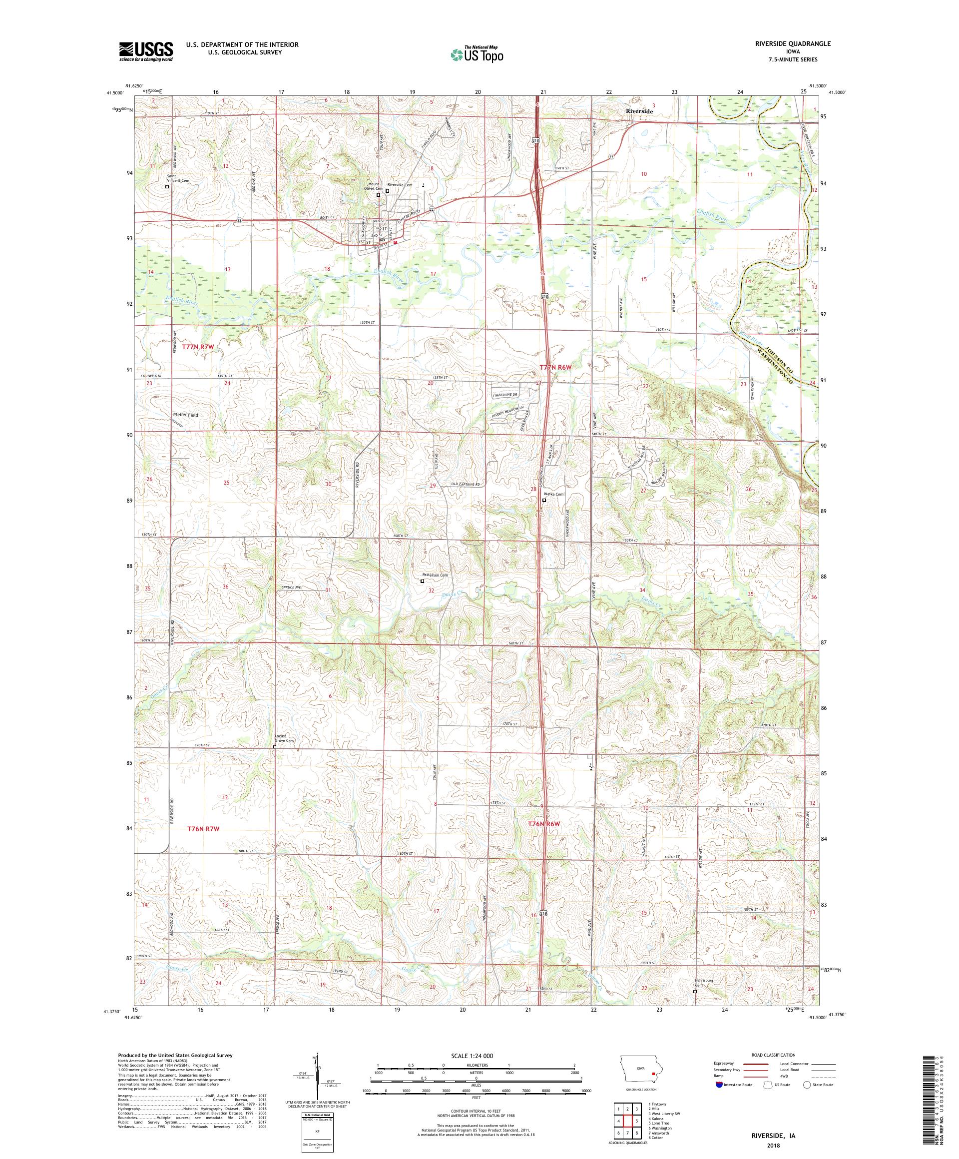 Riverside Iowa US Topo Map – MyTopo Map Store