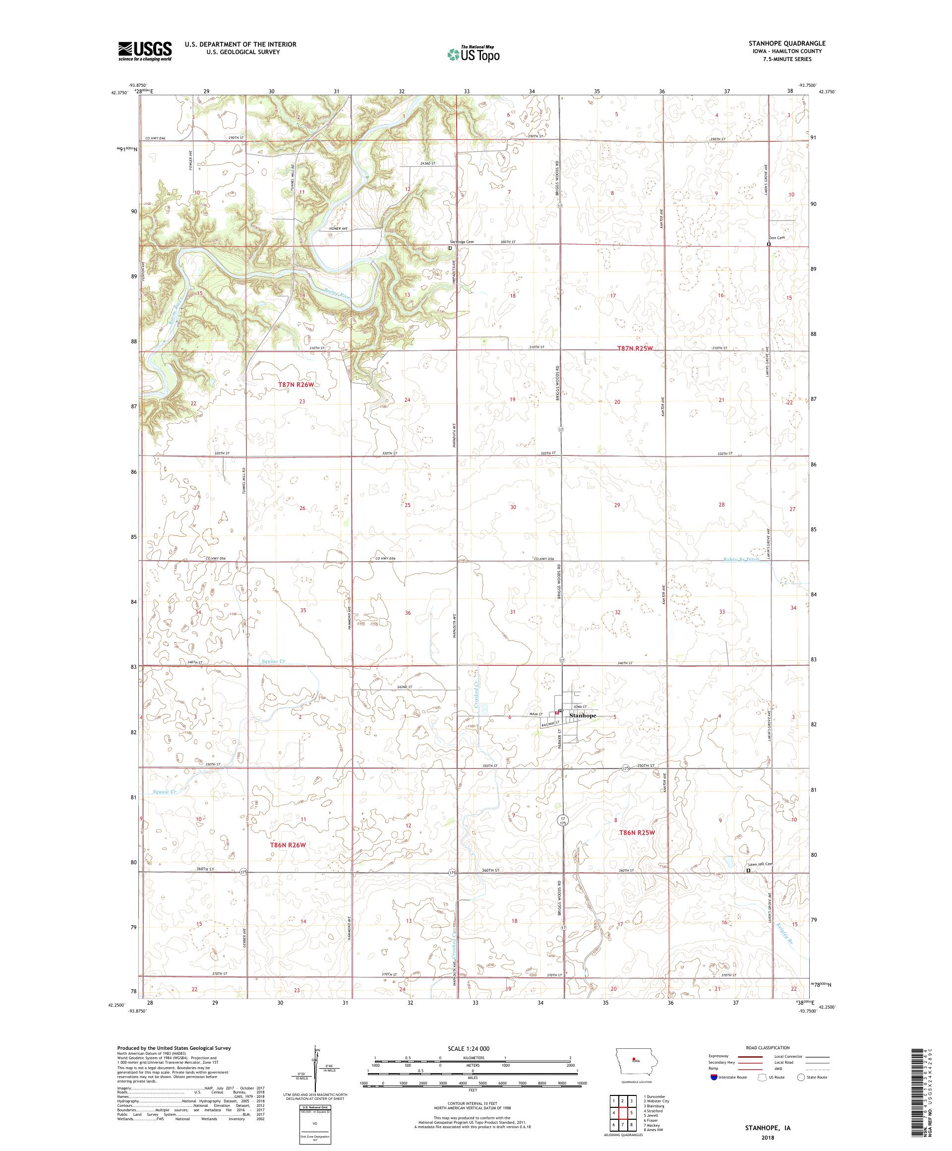 Stanhope Iowa US Topo Map – MyTopo Map Store