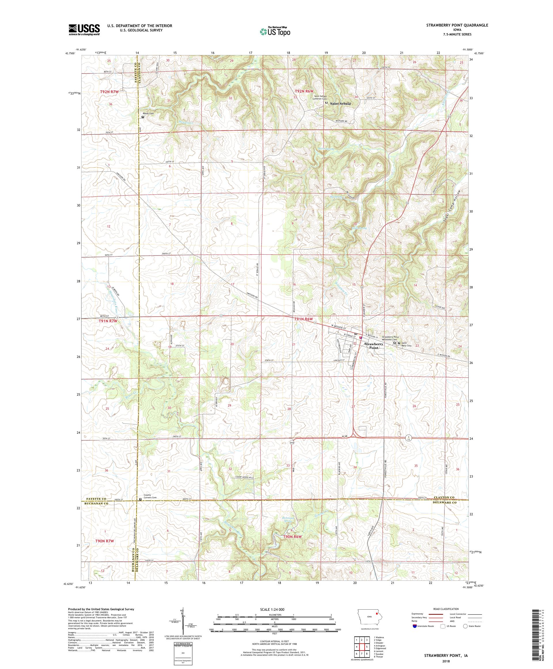 Strawberry Point Iowa US Topo Map – MyTopo Map Store