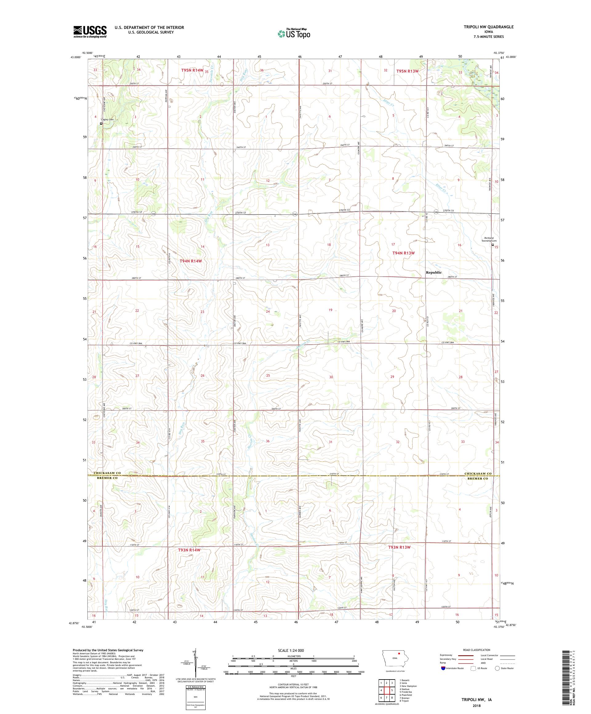Tripoli NW Iowa US Topo Map – MyTopo Map Store
