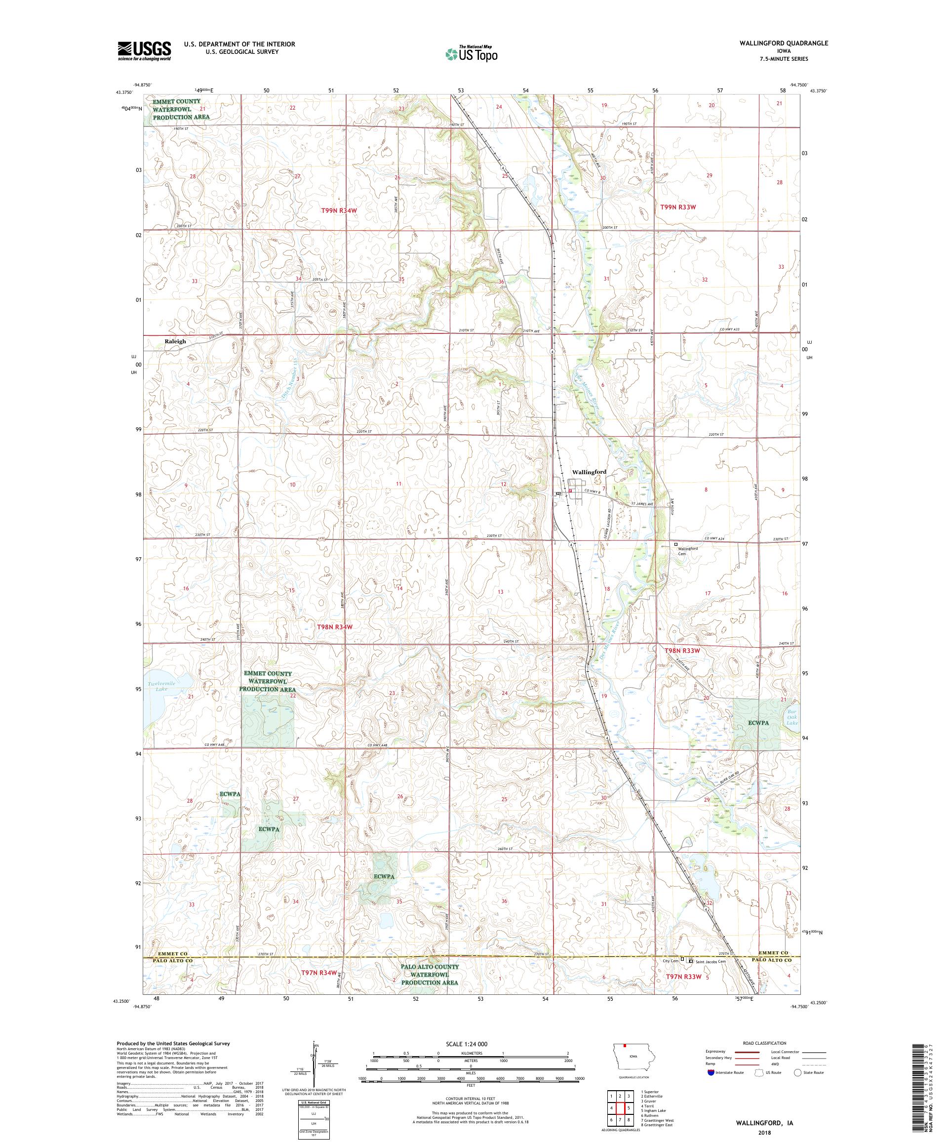 Wallingford Iowa US Topo Map – MyTopo Map Store