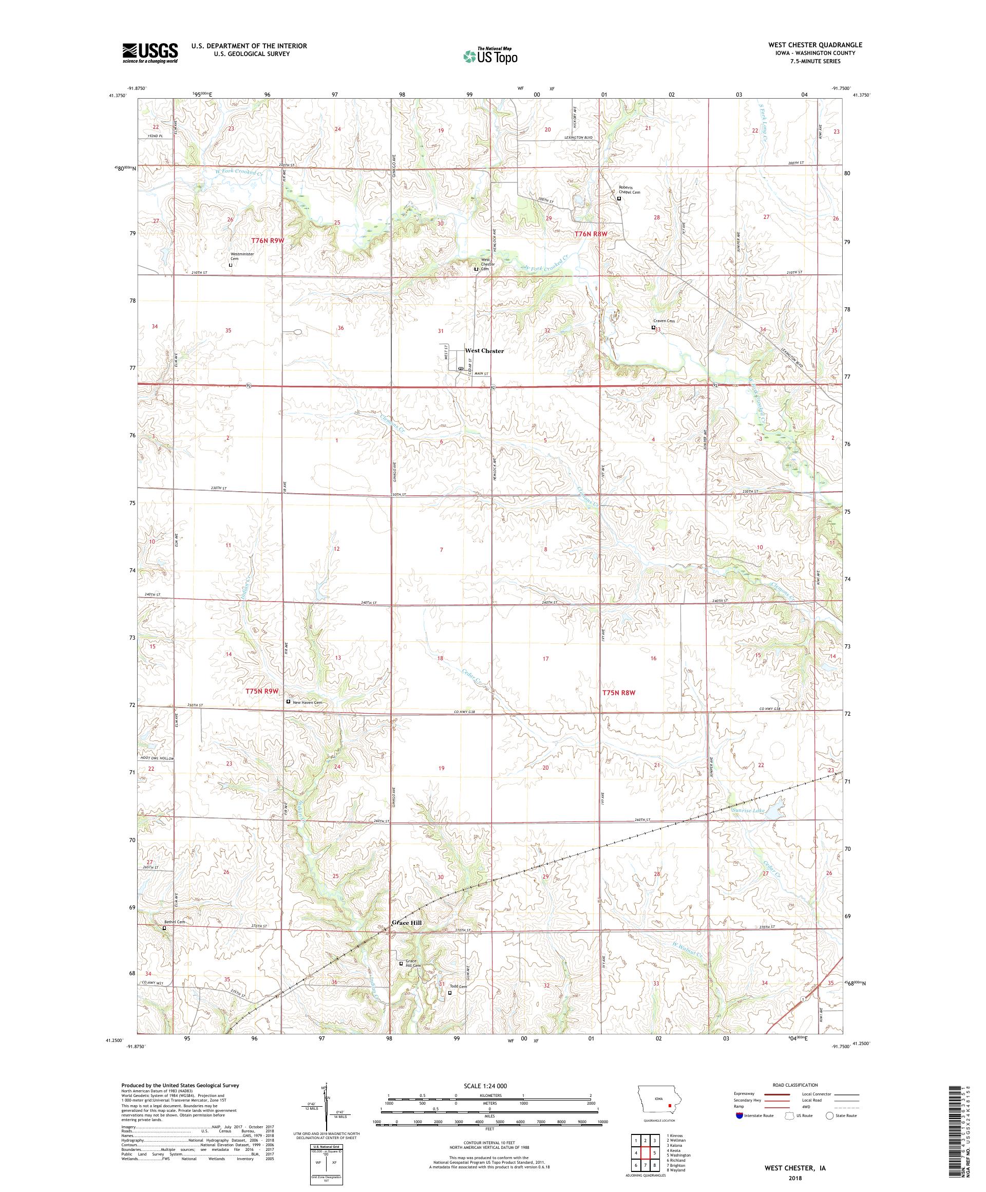 West Chester Iowa US Topo Map – MyTopo Map Store