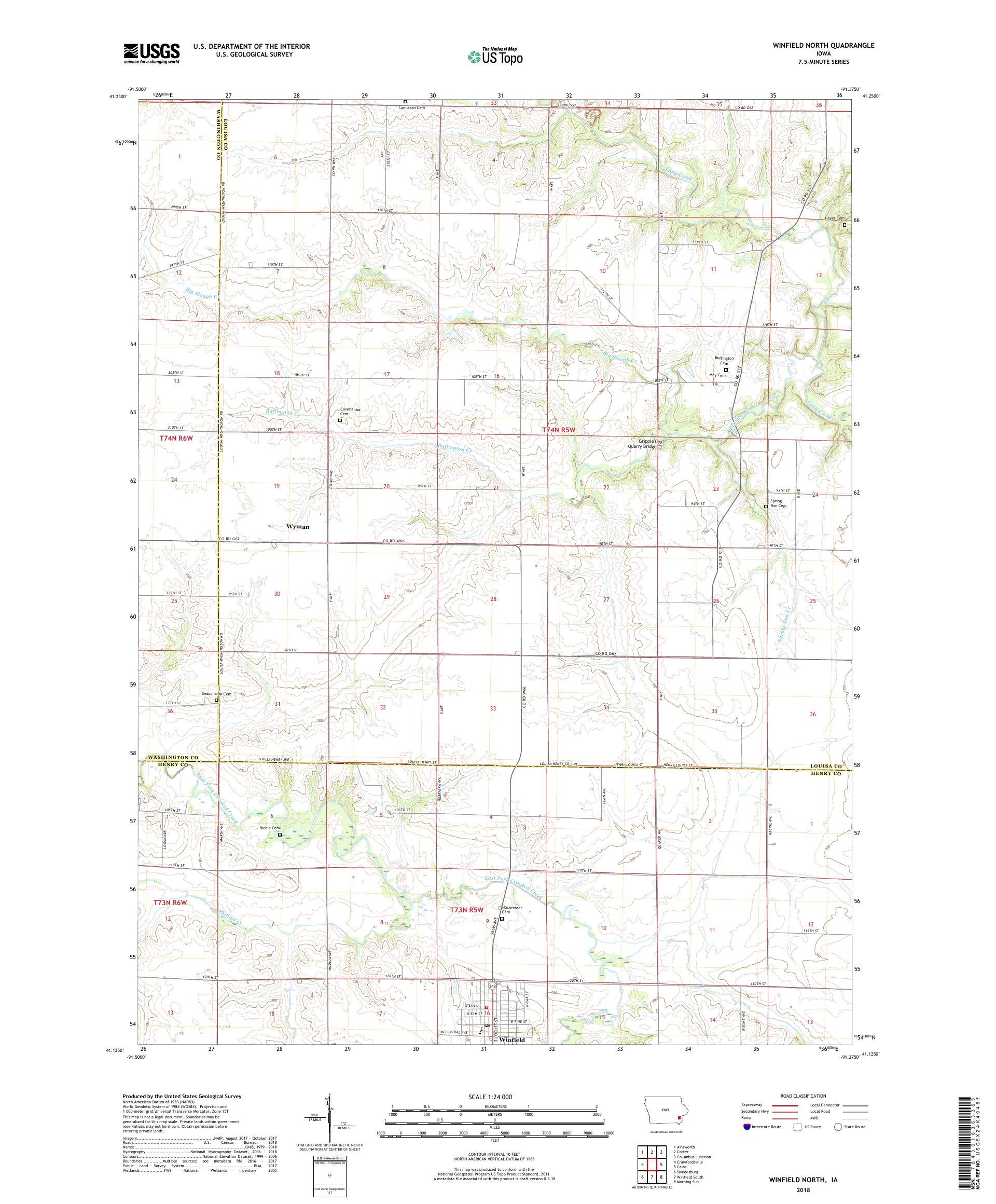 Winfield North Iowa US Topo Map – MyTopo Map Store