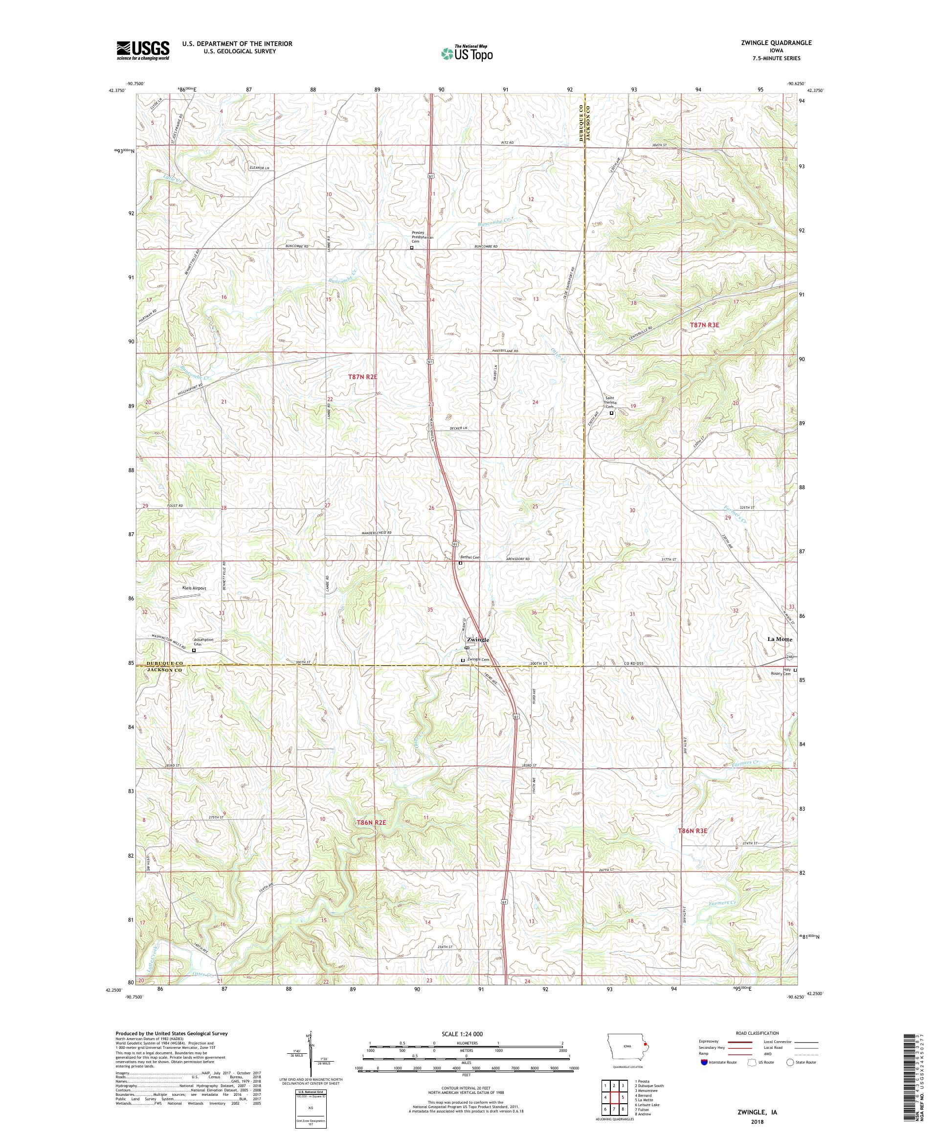 Zwingle Iowa US Topo Map – MyTopo Map Store