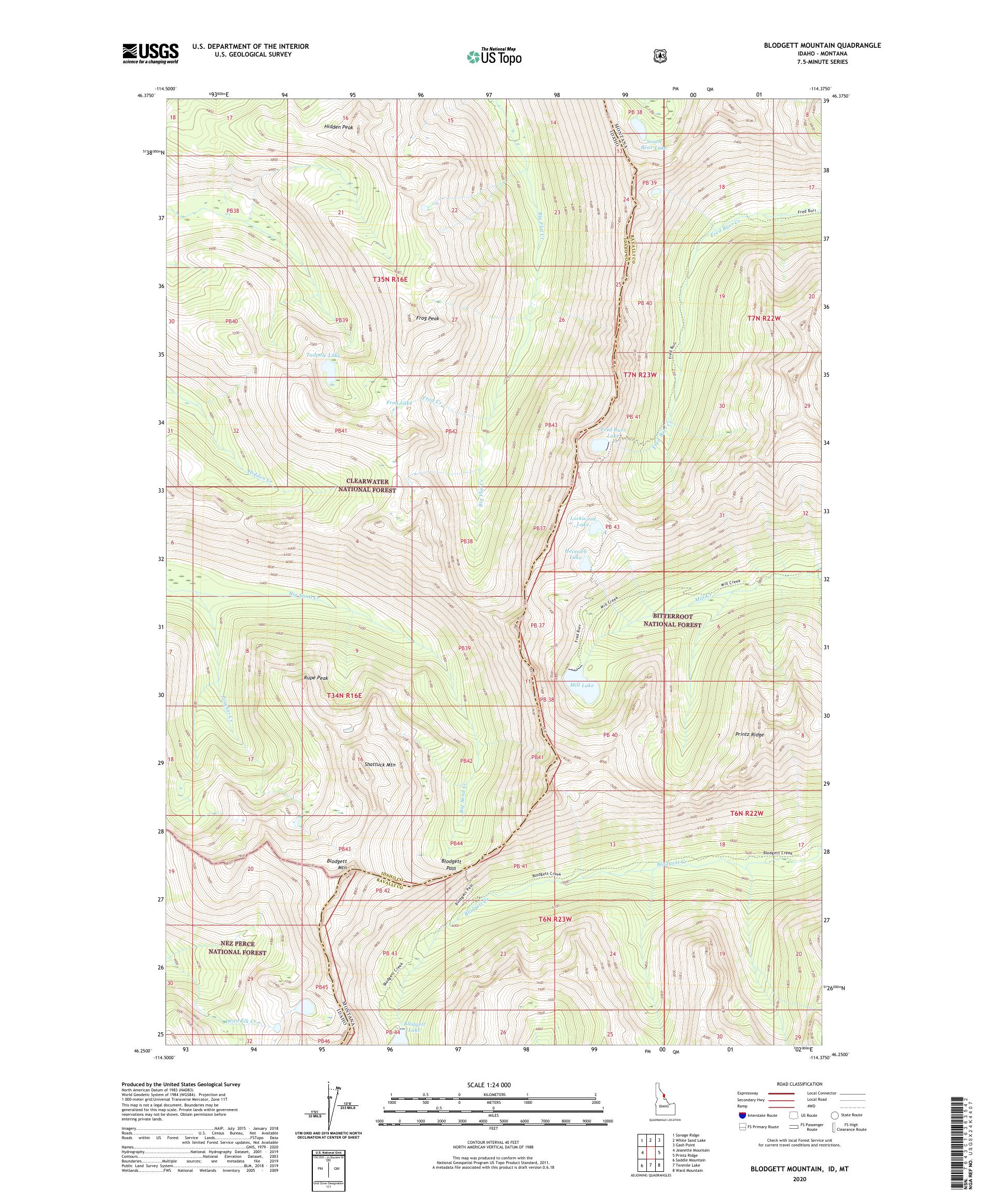Blodgett Mountain Idaho US Topo Map – MyTopo Map Store