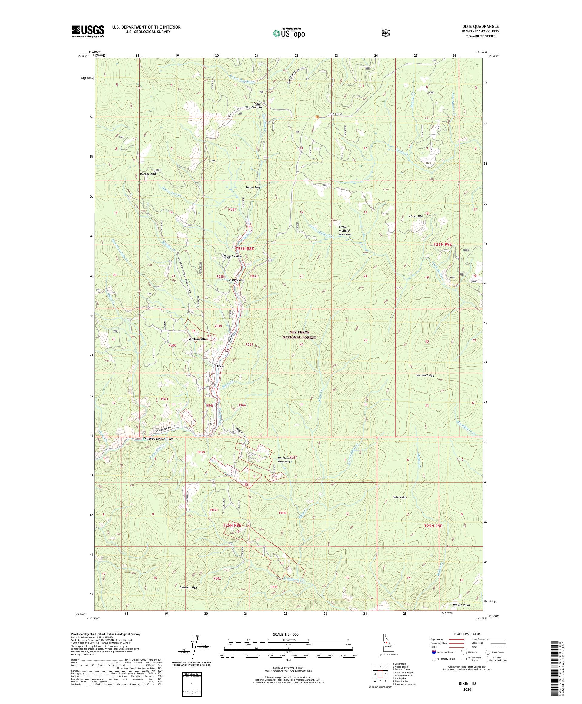 Dixie Idaho US Topo Map – MyTopo Map Store