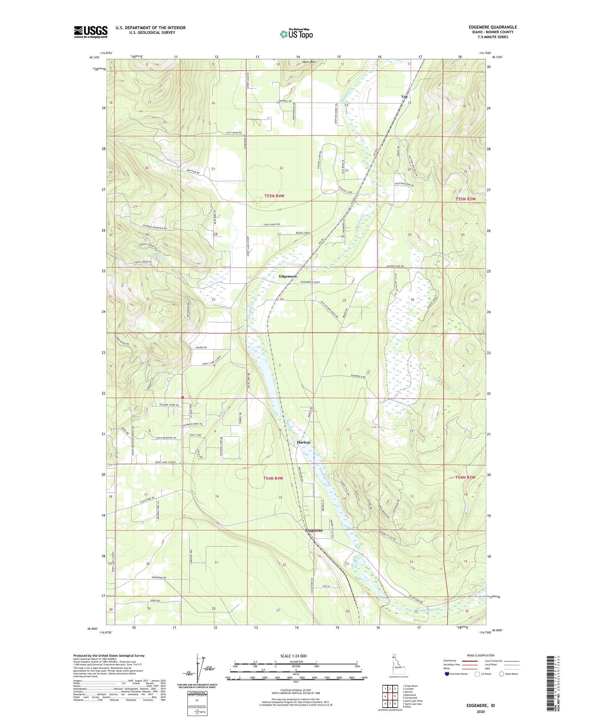 Edgemere Idaho US Topo Map – MyTopo Map Store