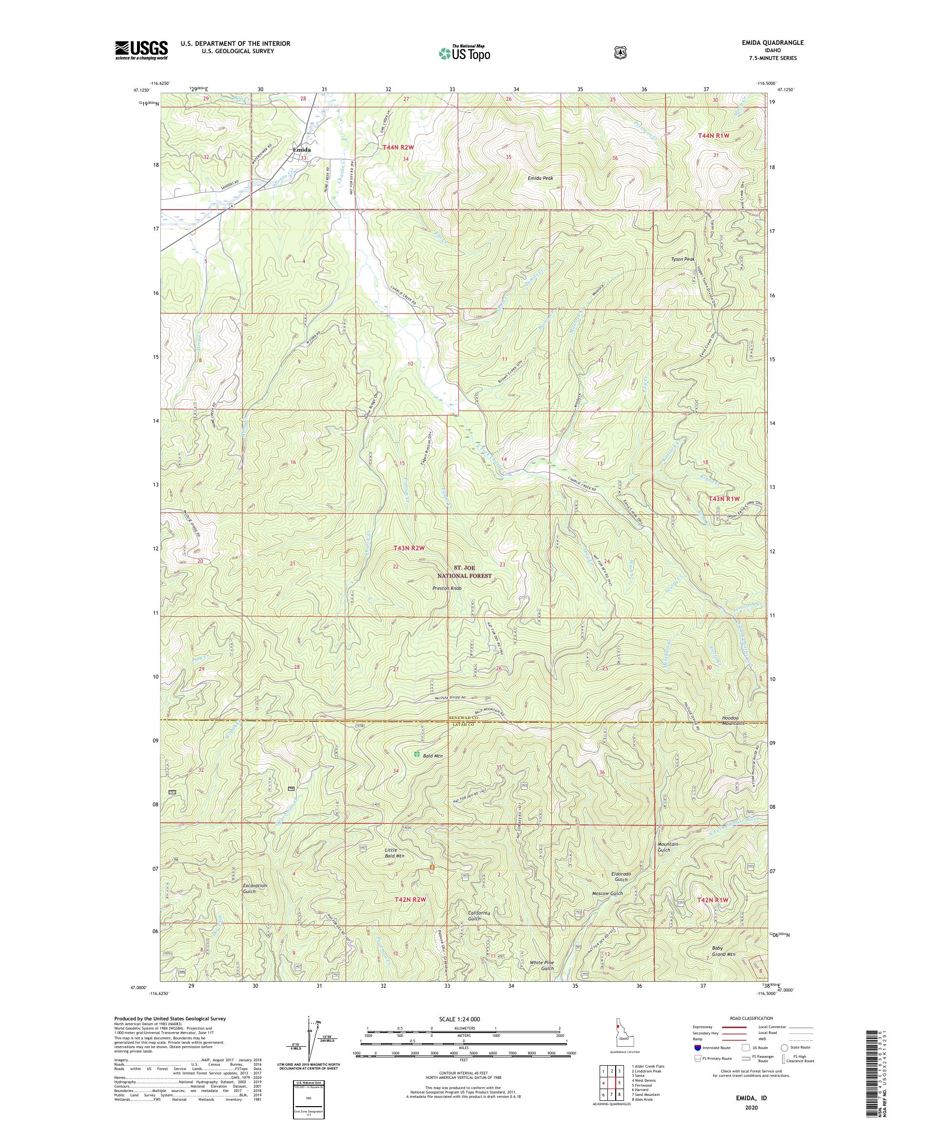 Emida Idaho US Topo Map – MyTopo Map Store