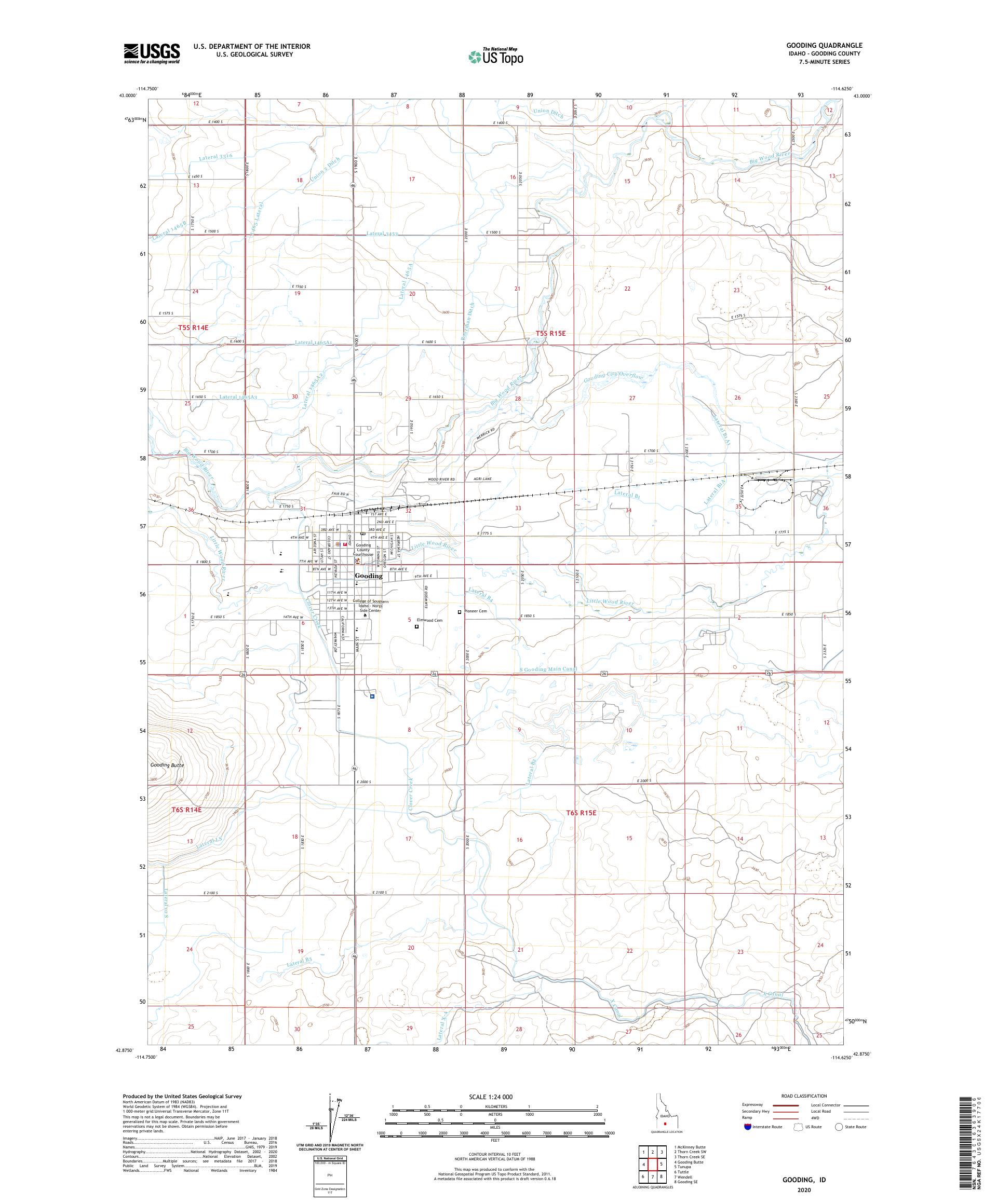 Gooding Idaho US Topo Map – MyTopo Map Store