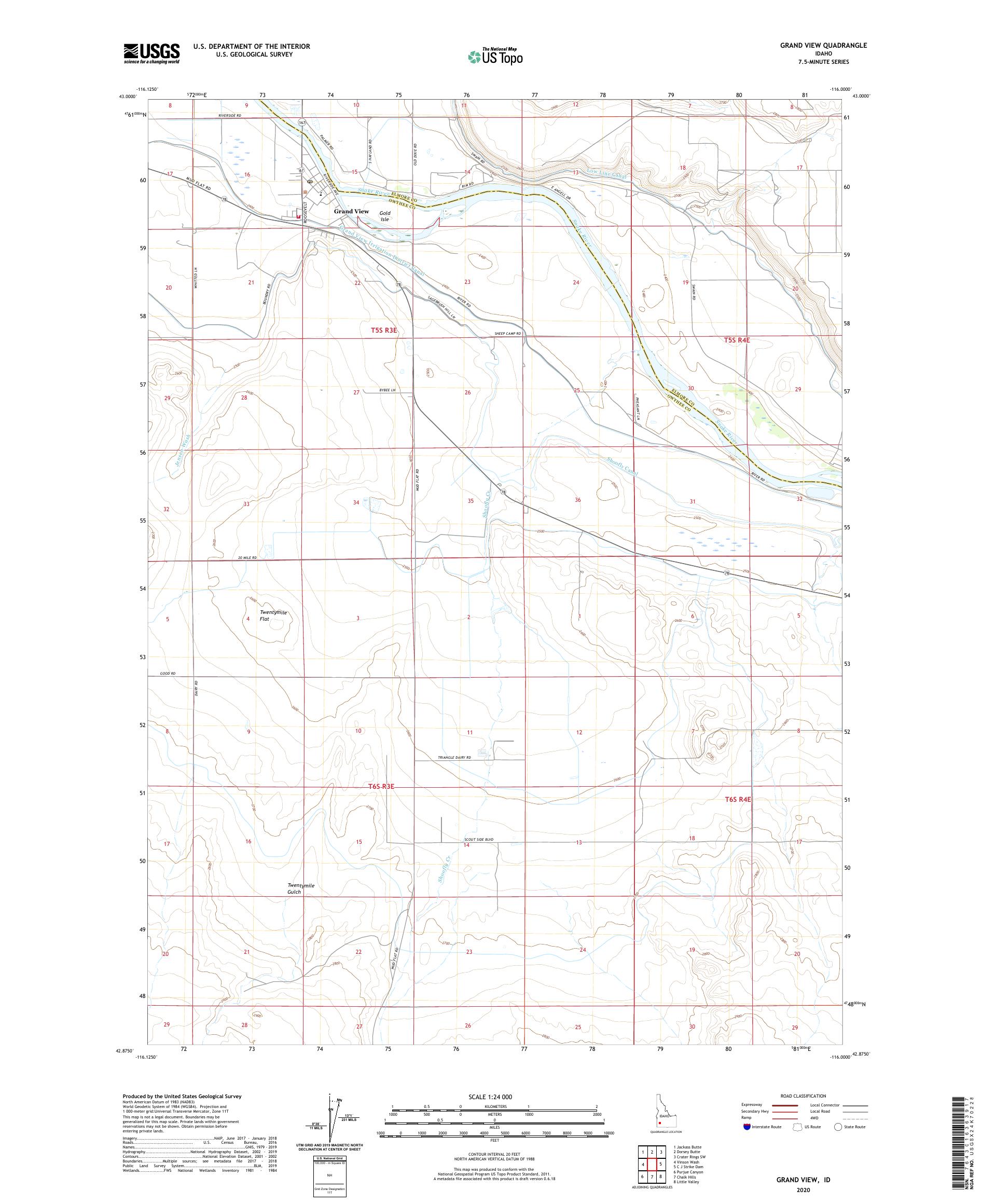 Grand View Idaho US Topo Map – MyTopo Map Store