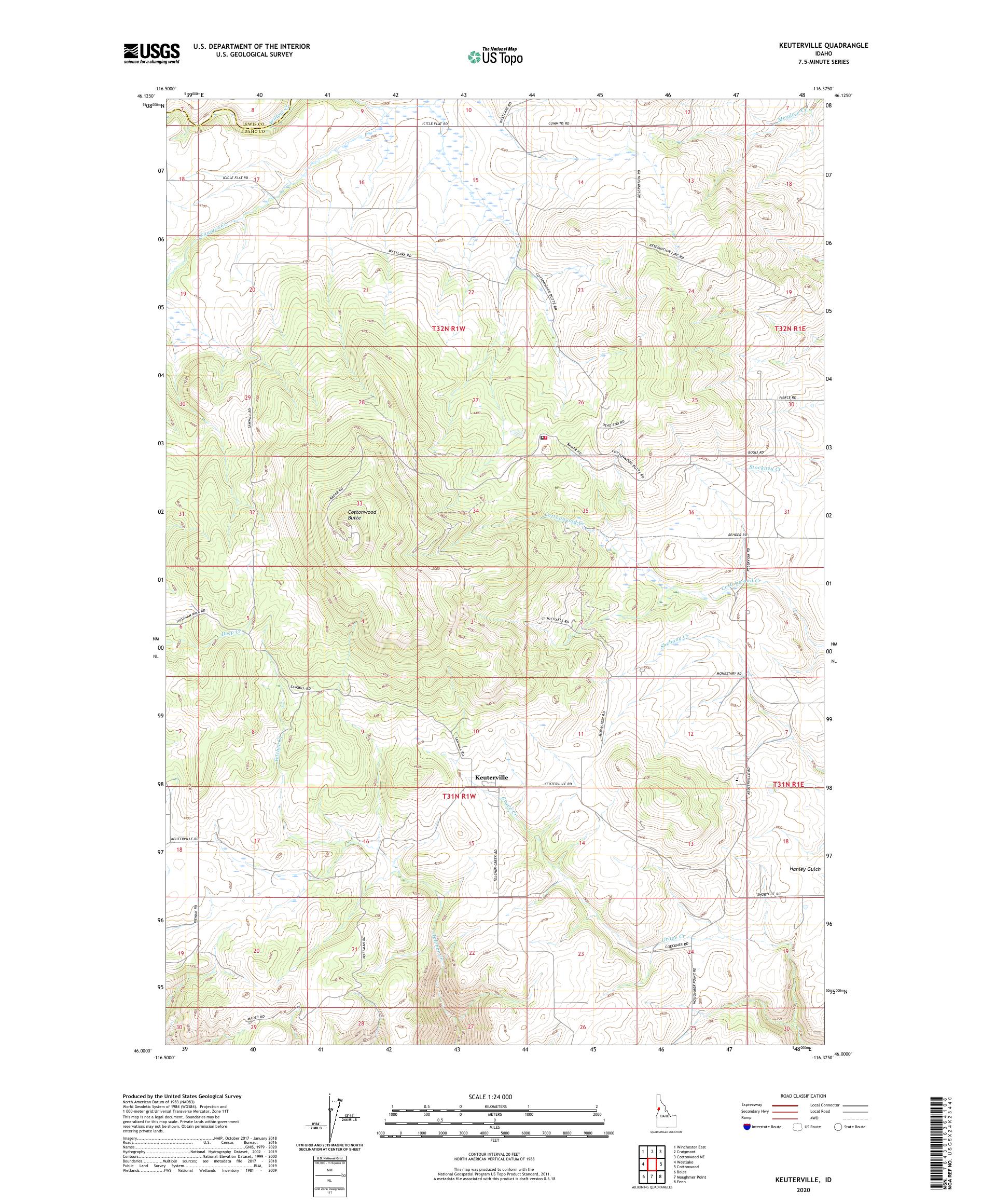Keuterville Idaho US Topo Map – MyTopo Map Store
