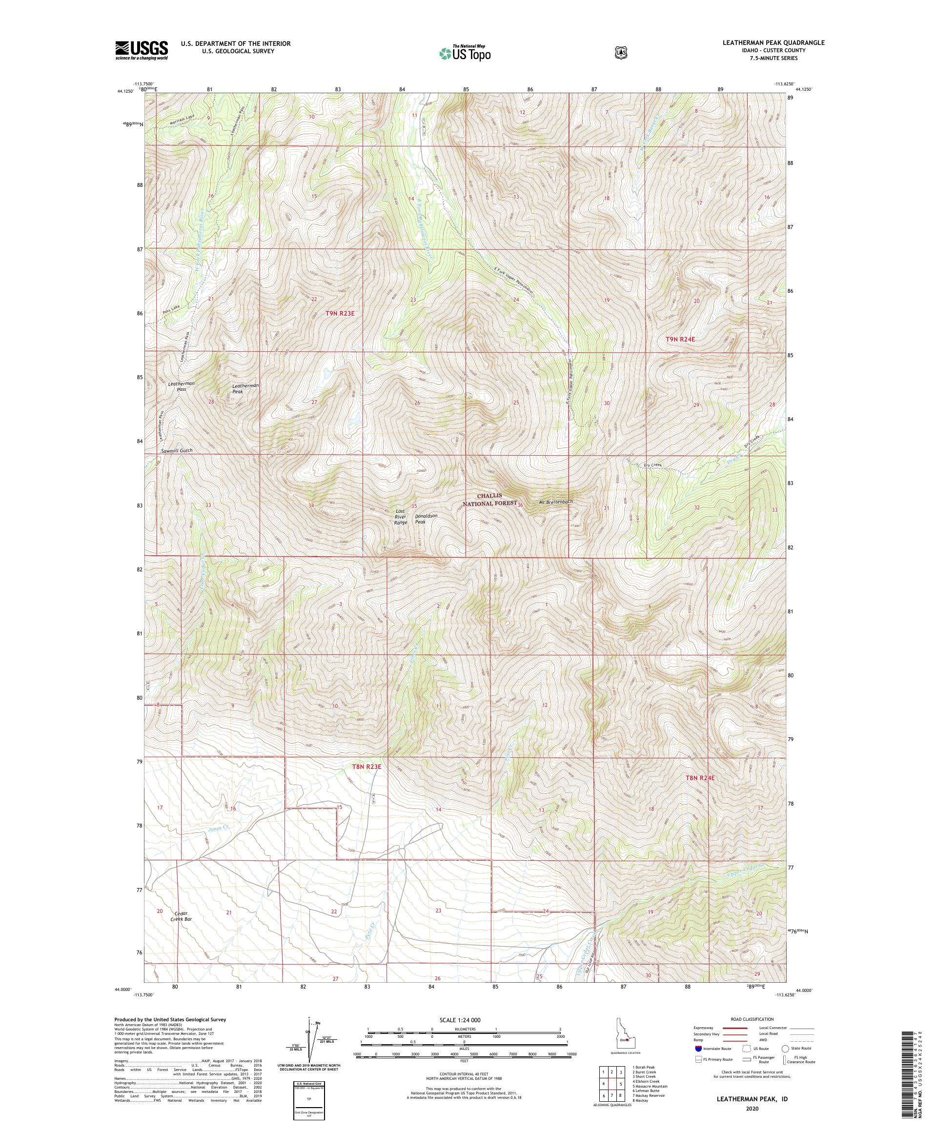 Leatherman Peak Idaho US Topo Map – MyTopo Map Store