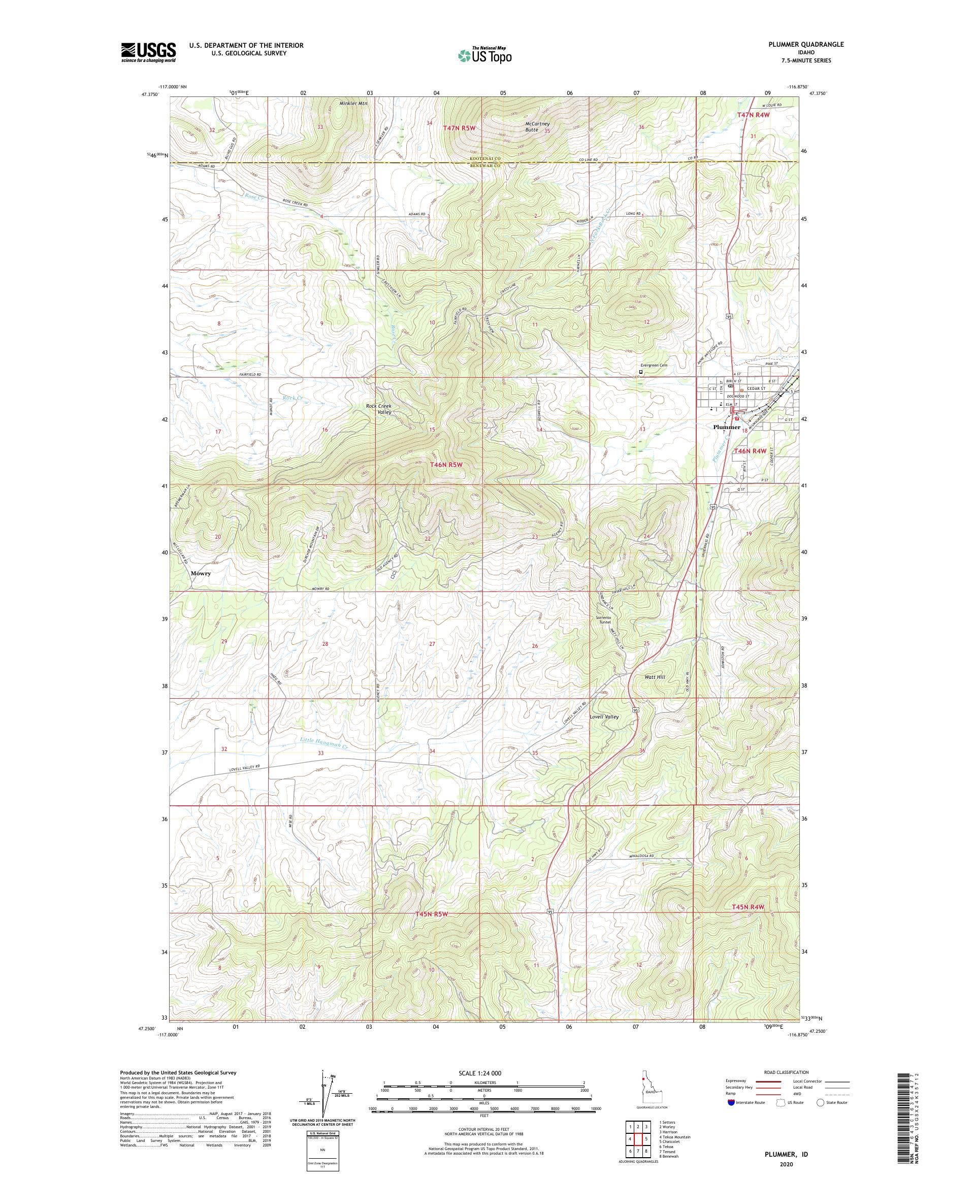 Plummer Idaho US Topo Map – MyTopo Map Store