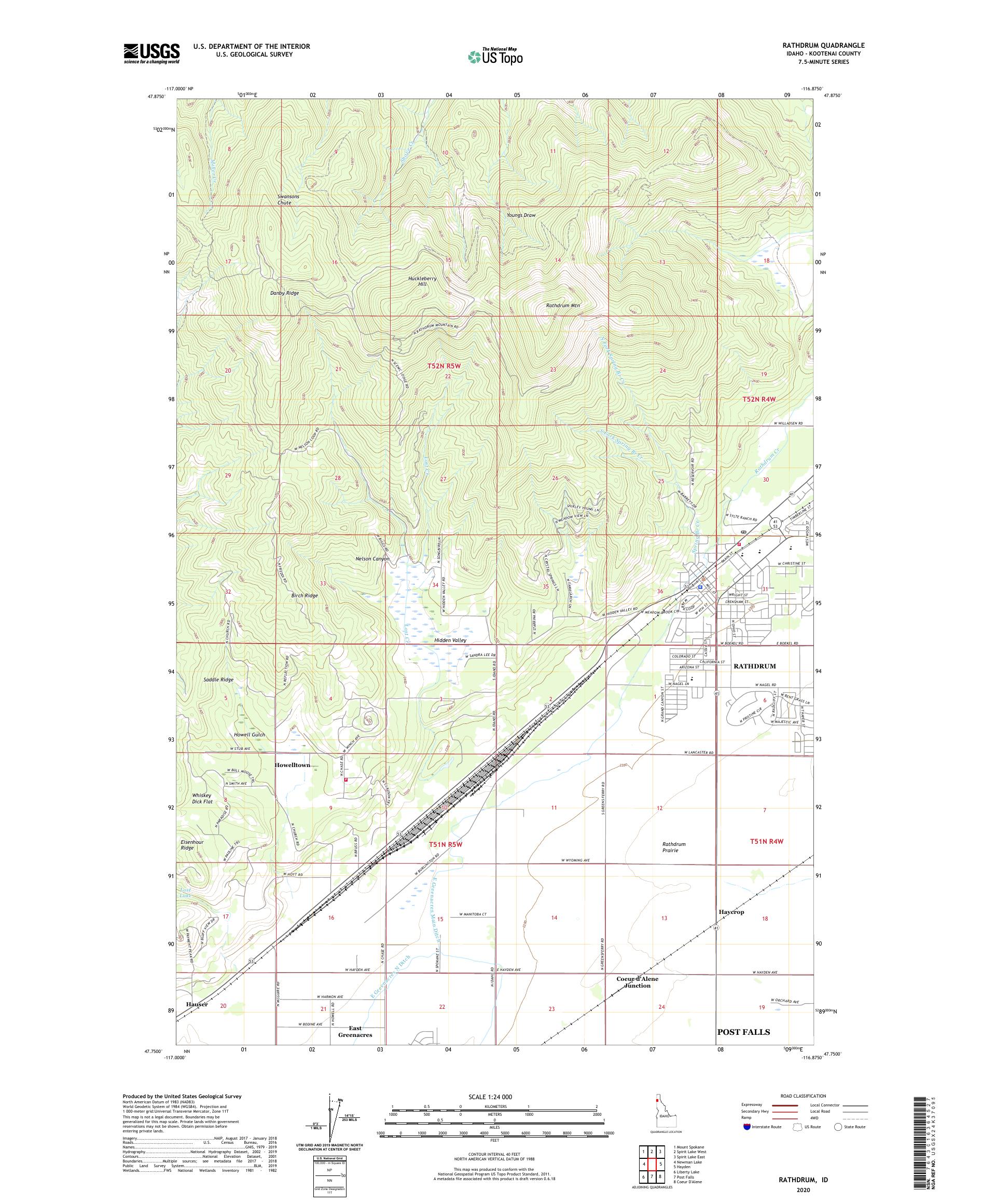 Rathdrum Idaho US Topo Map – MyTopo Map Store