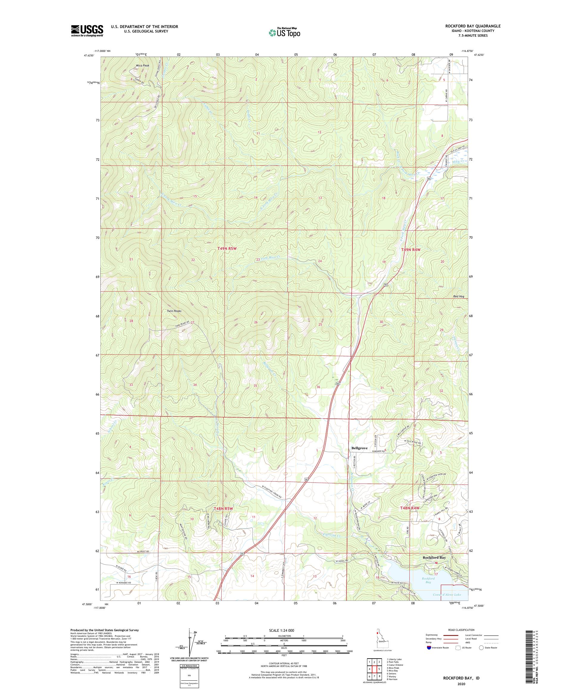 Rockford Bay Idaho US Topo Map – MyTopo Map Store
