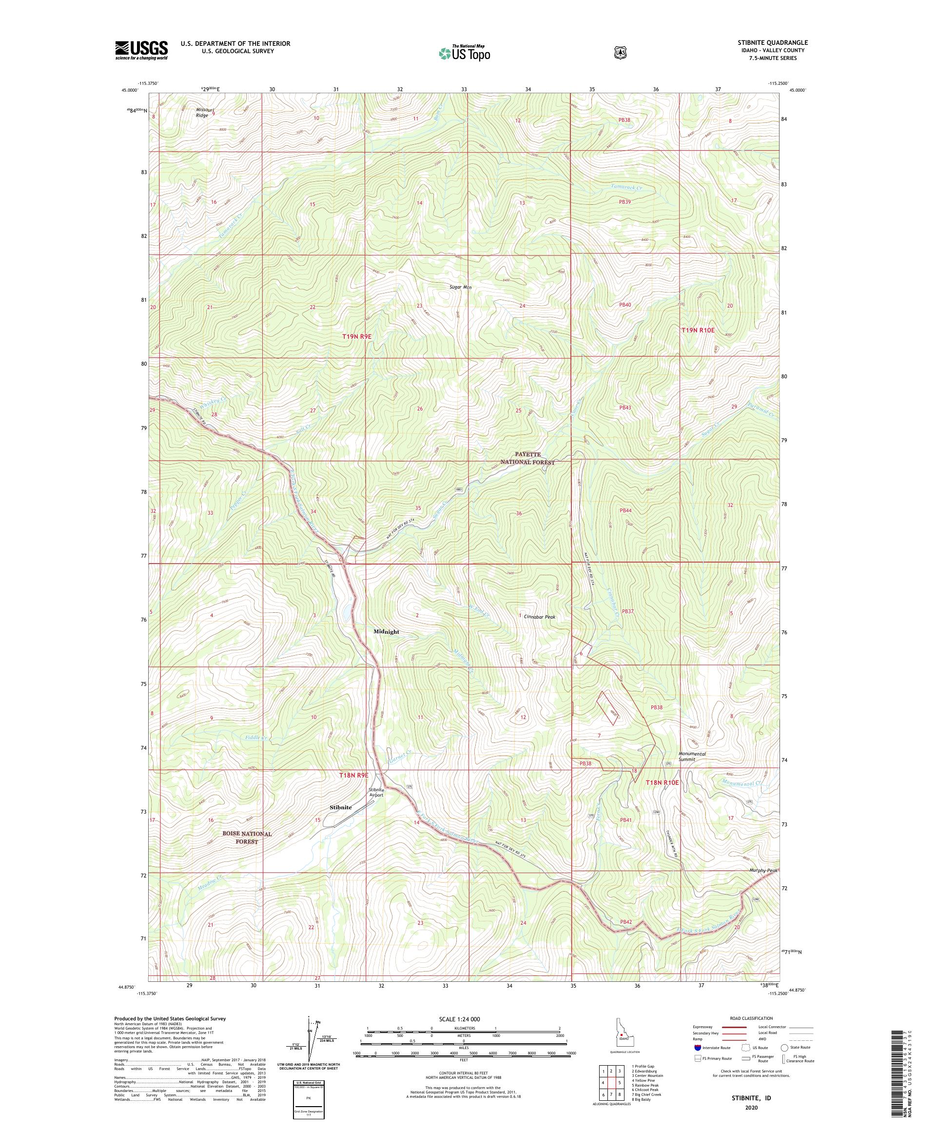Stibnite Idaho US Topo Map – MyTopo Map Store