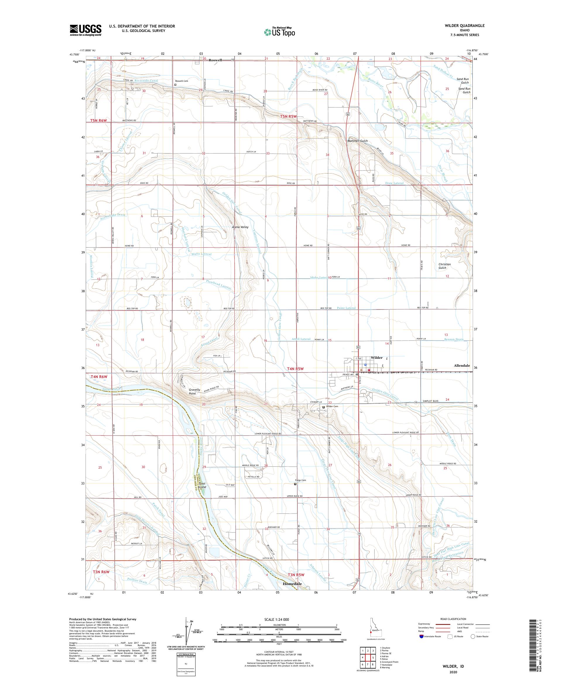 Wilder Idaho US Topo Map – MyTopo Map Store
