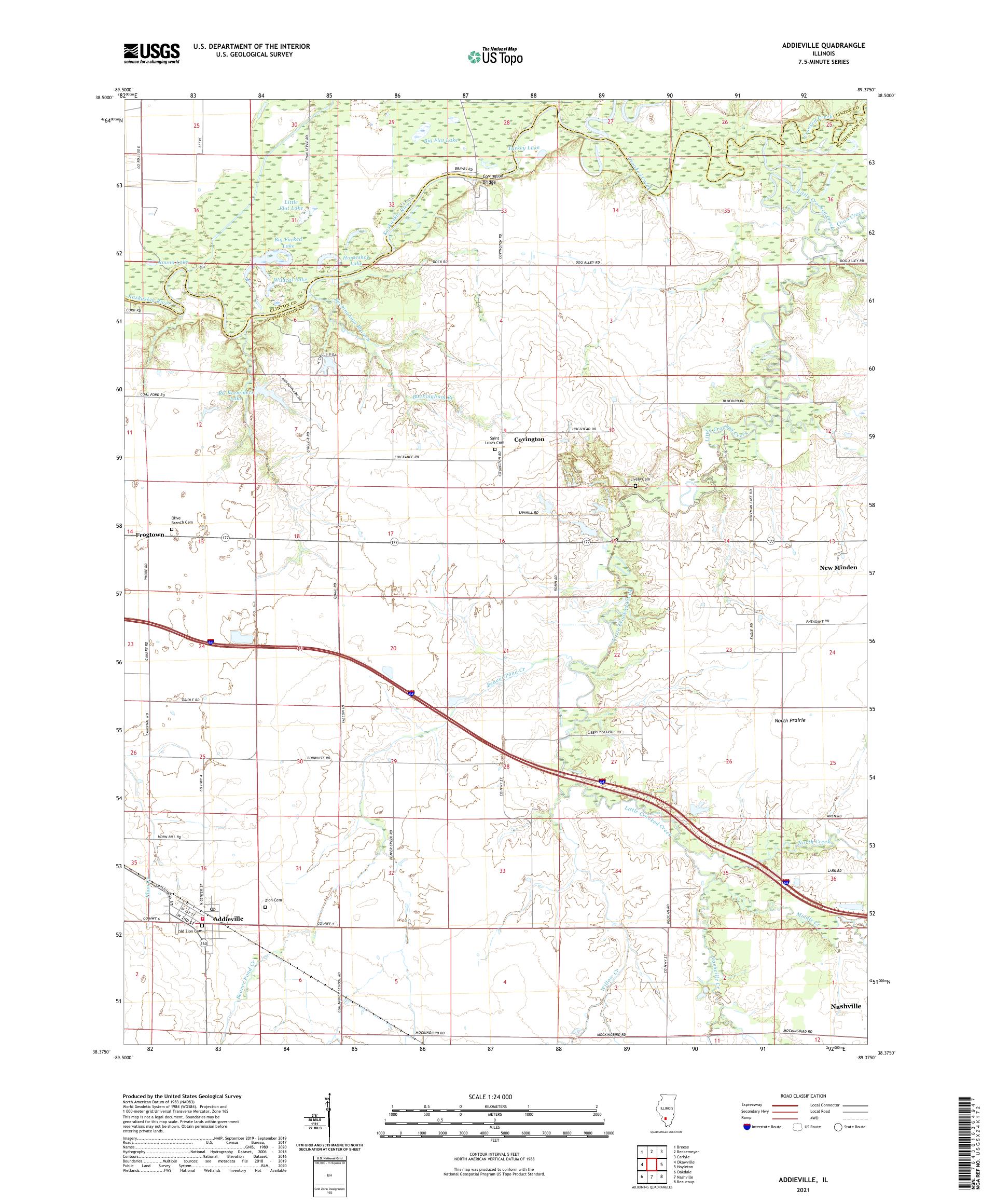 Addieville Illinois US Topo Map – MyTopo Map Store