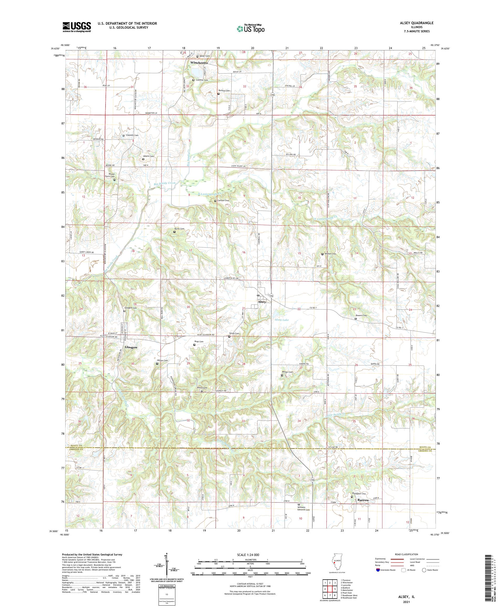 Alsey Illinois US Topo Map – MyTopo Map Store