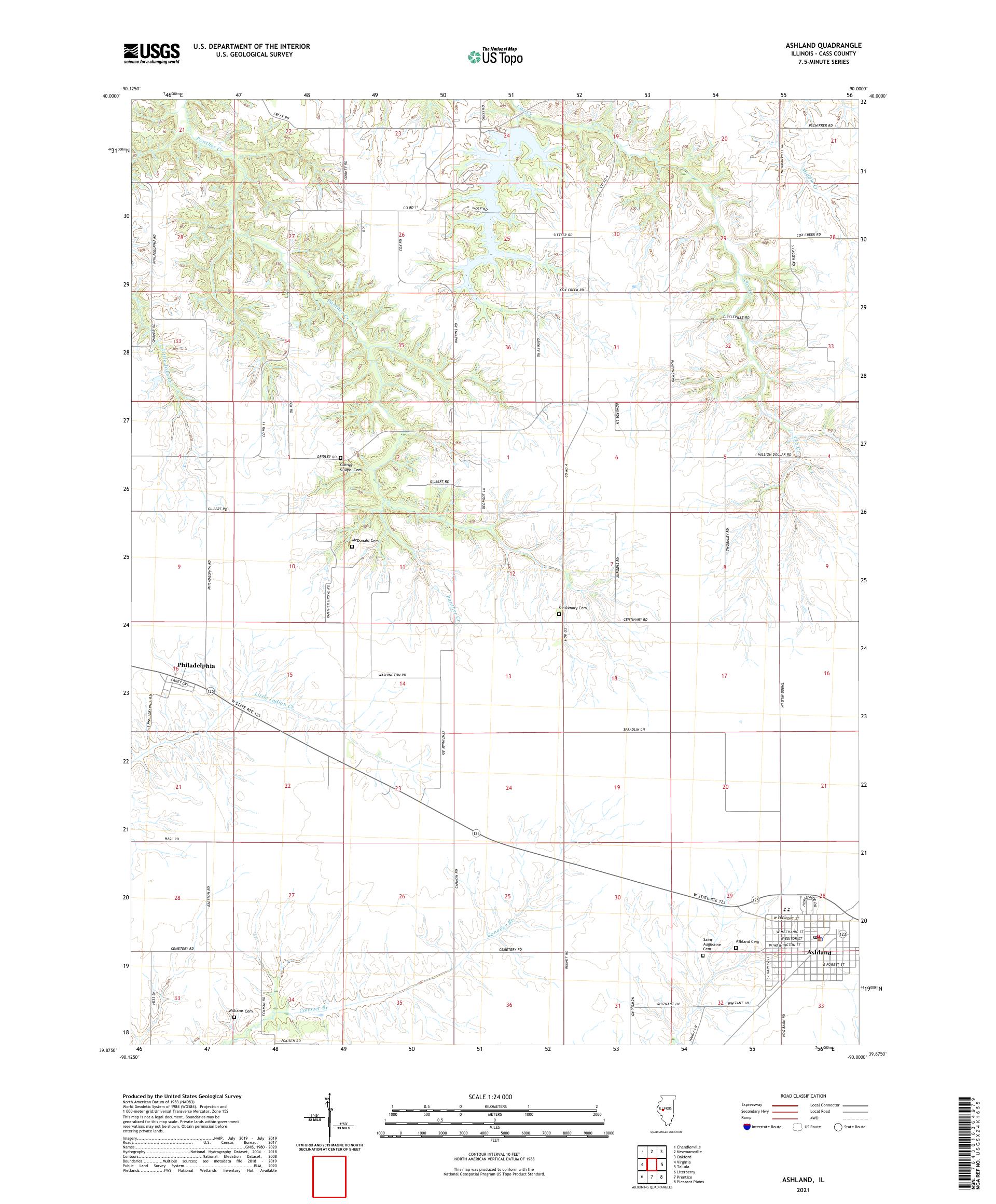 Ashland Illinois US Topo Map – MyTopo Map Store