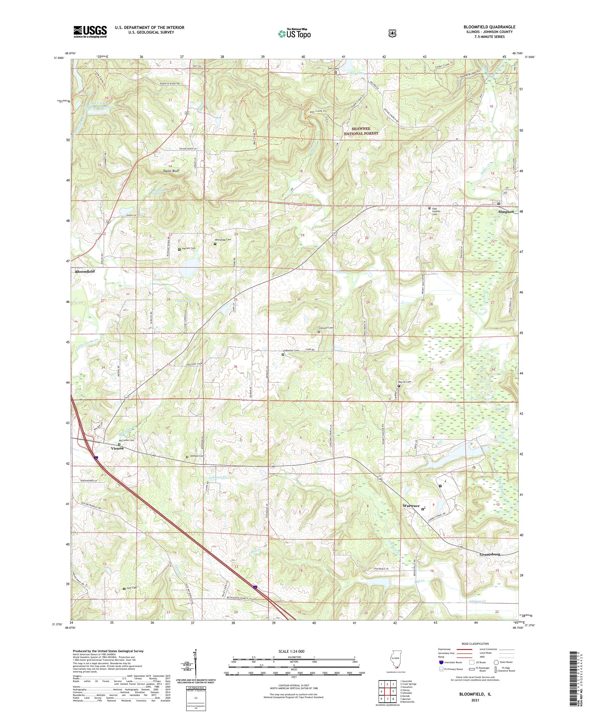Bloomfield Illinois US Topo Map – MyTopo Map Store
