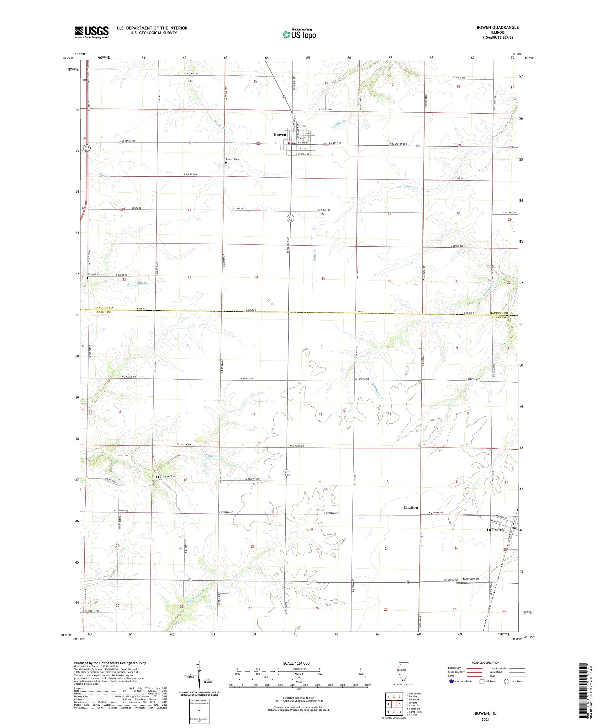 Bowen Illinois US Topo Map – MyTopo Map Store