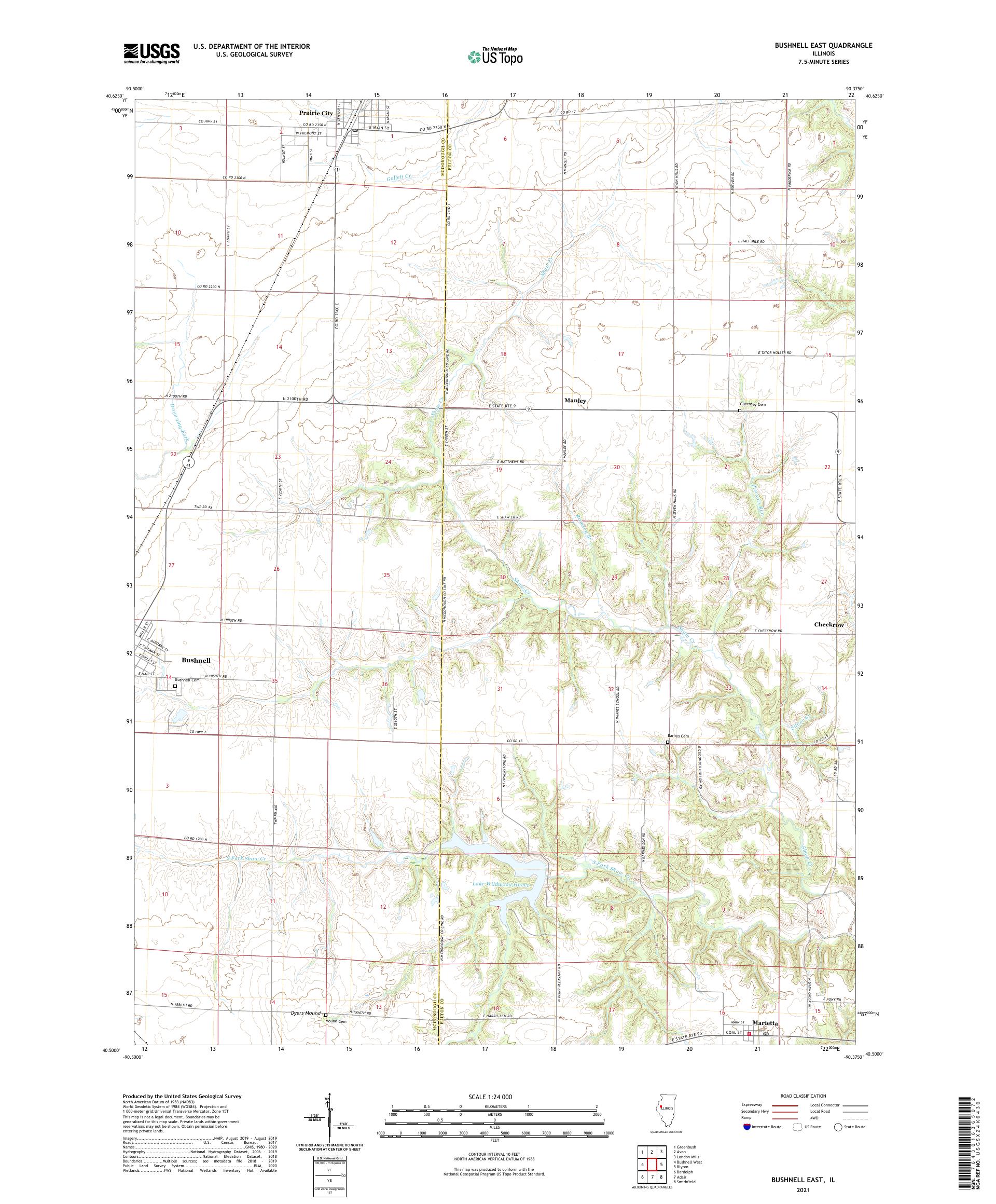 Bushnell East Illinois US Topo Map – MyTopo Map Store