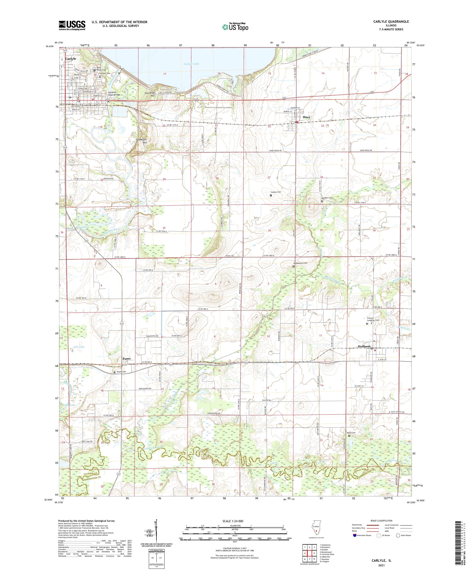 Carlyle Illinois US Topo Map – MyTopo Map Store