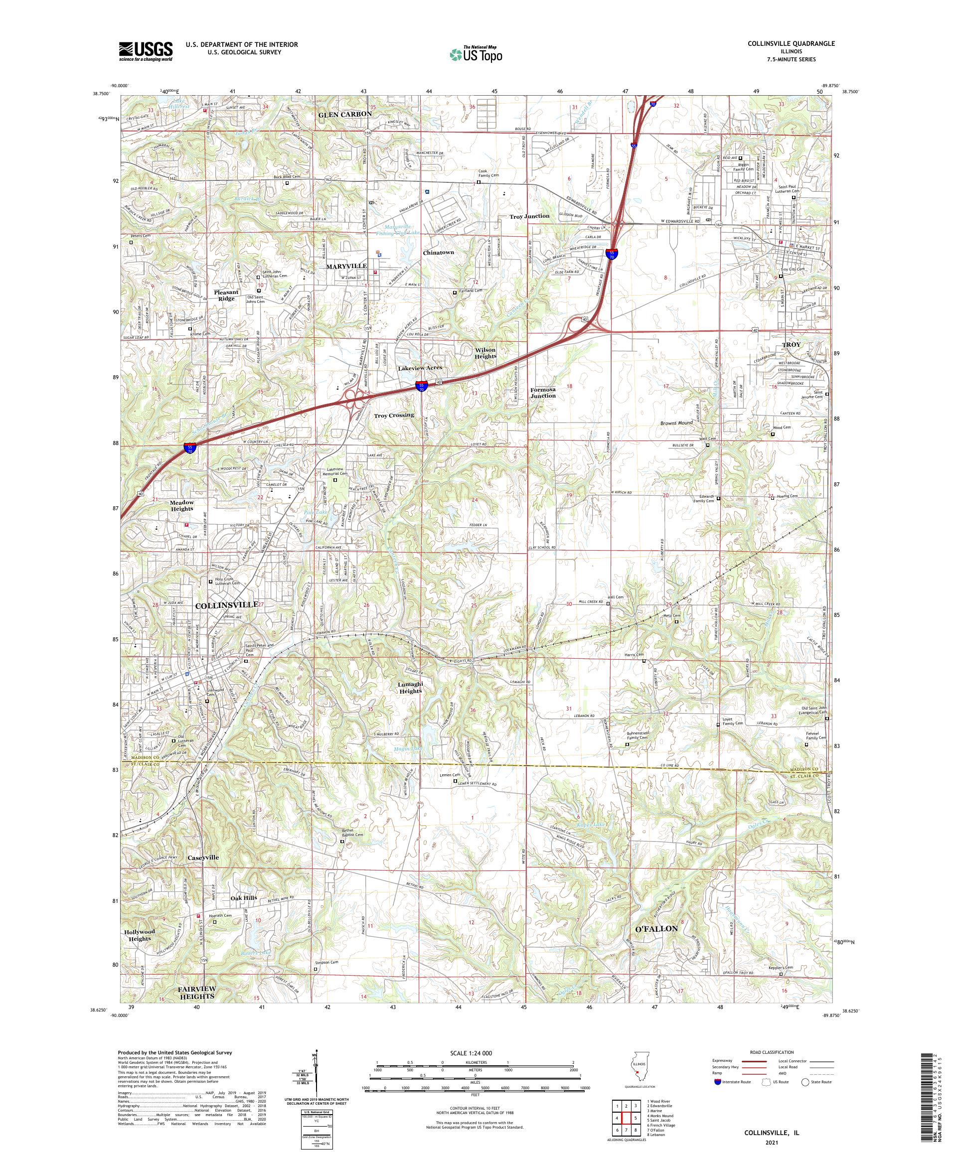 Collinsville Illinois US Topo Map – MyTopo Map Store