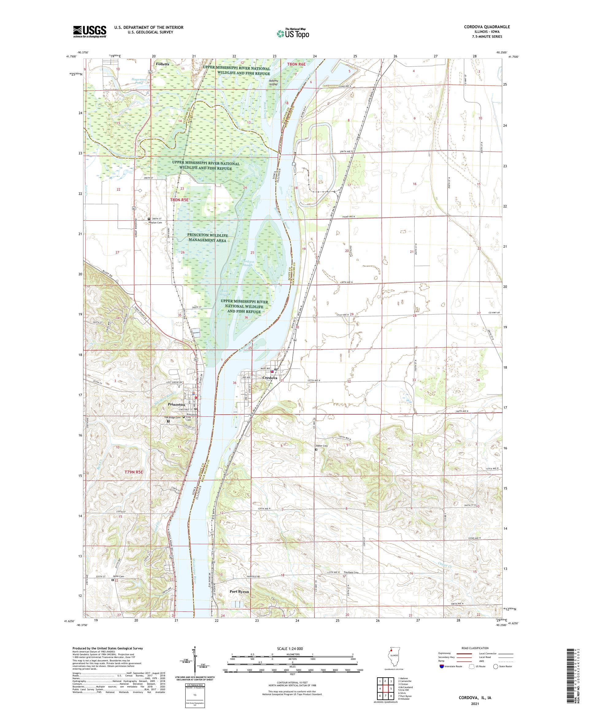 Cordova Illinois US Topo Map – MyTopo Map Store