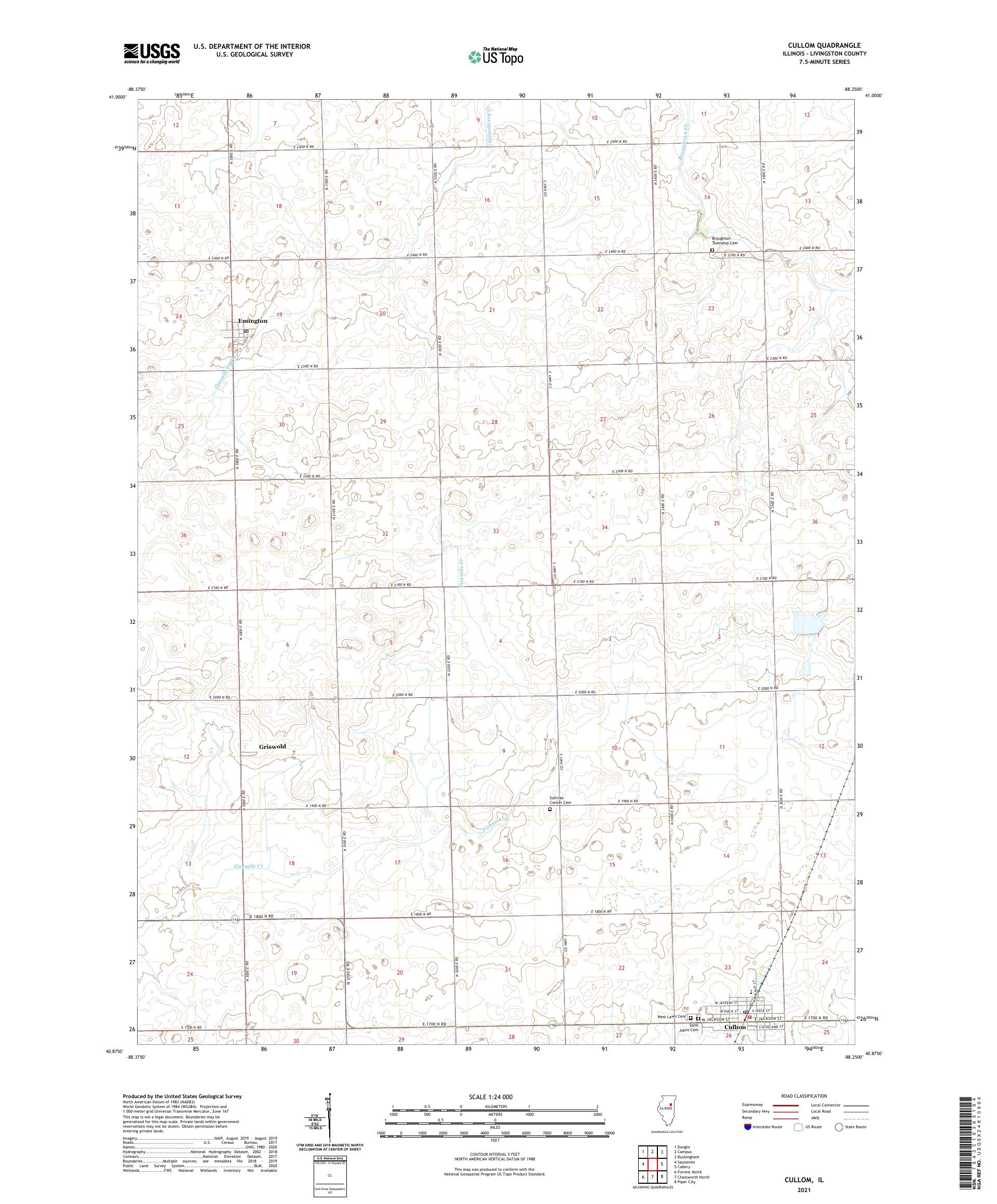 Cullom Illinois US Topo Map – MyTopo Map Store