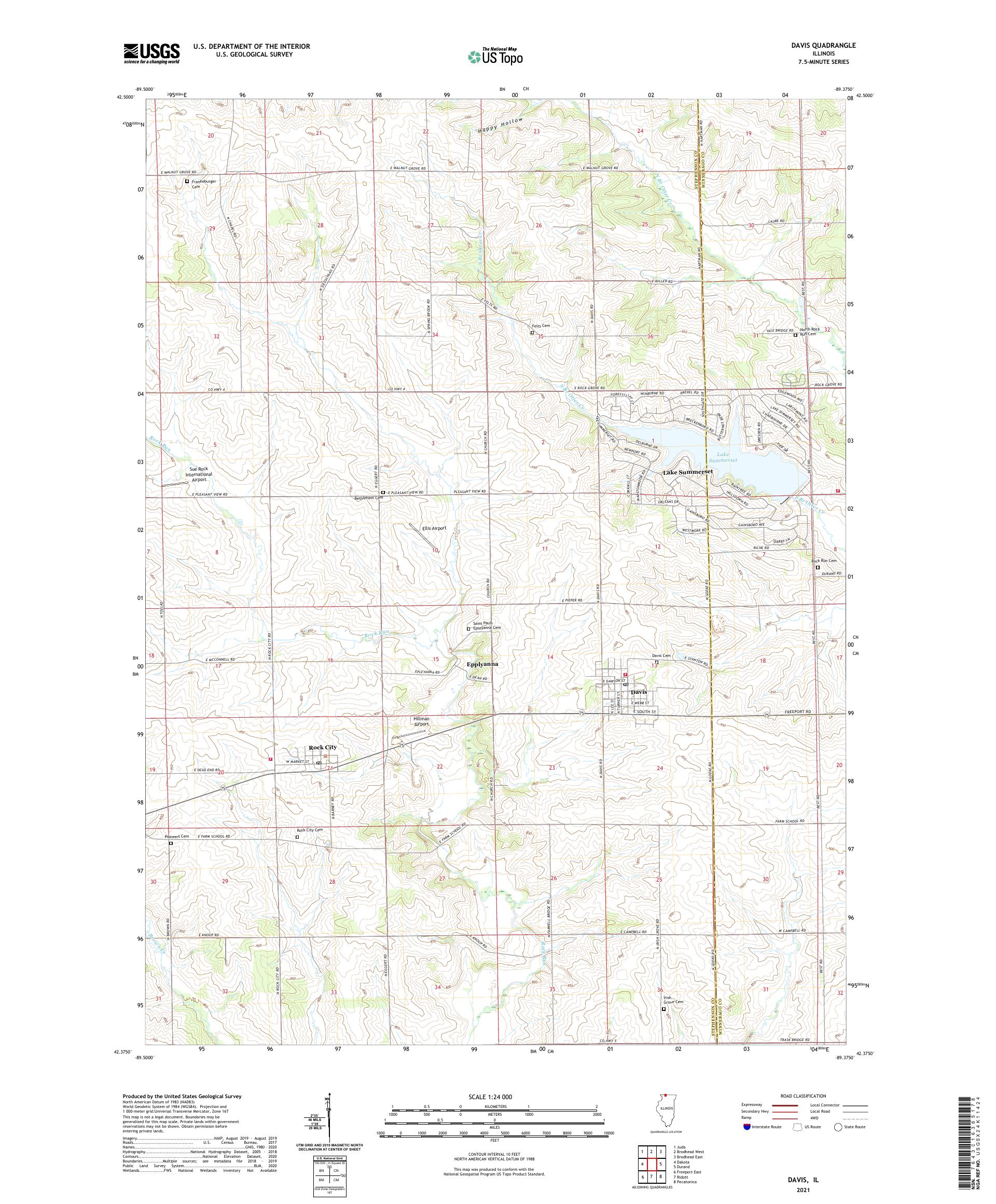 Davis Illinois US Topo Map – MyTopo Map Store