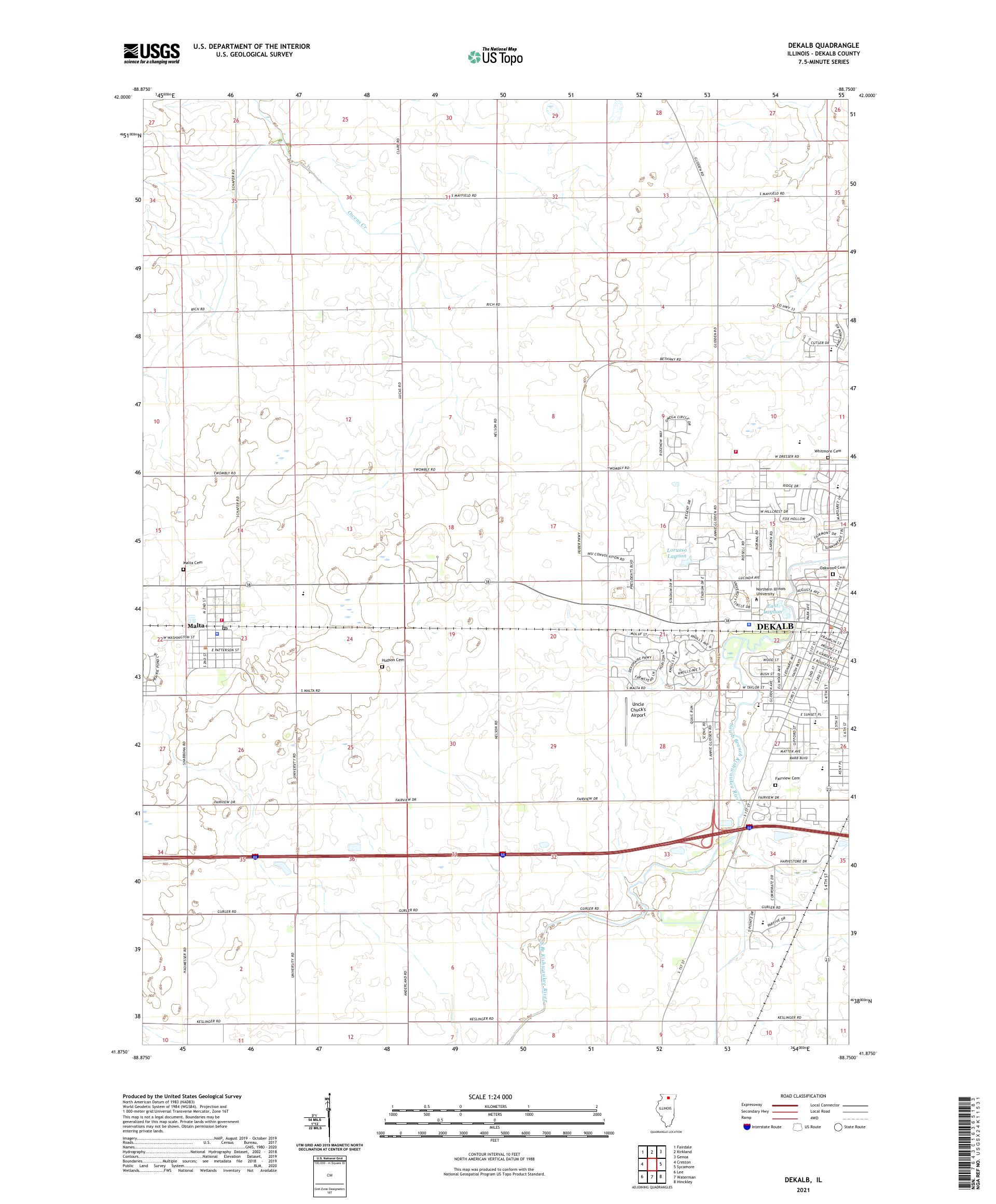 DeKalb Illinois US Topo Map – MyTopo Map Store