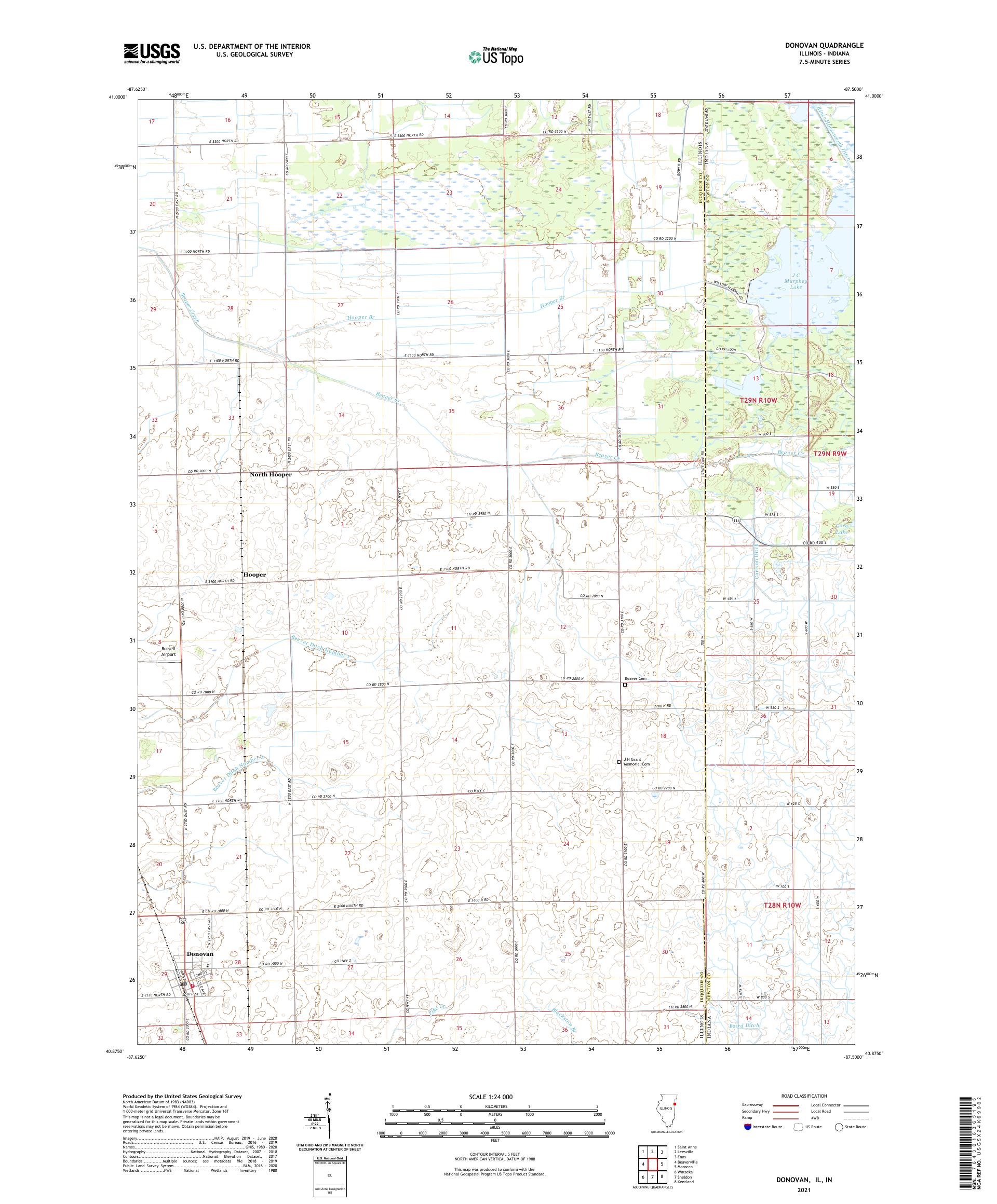 Donovan Illinois US Topo Map – MyTopo Map Store
