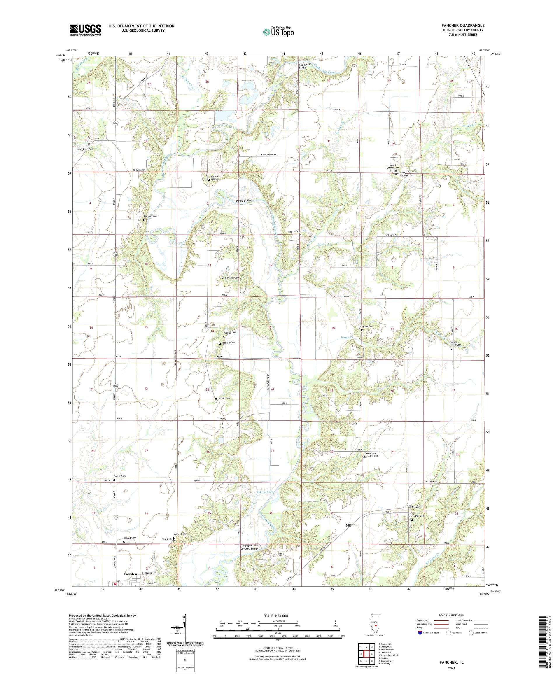 Fancher Illinois US Topo Map – MyTopo Map Store