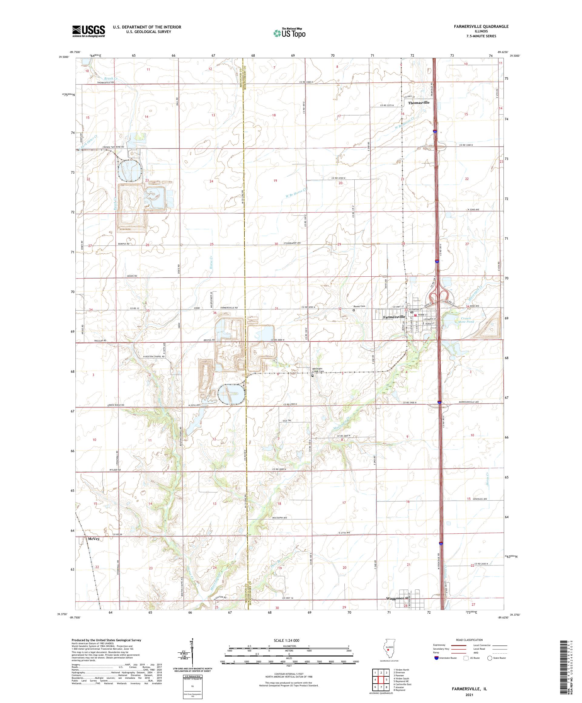Farmersville Illinois US Topo Map – MyTopo Map Store