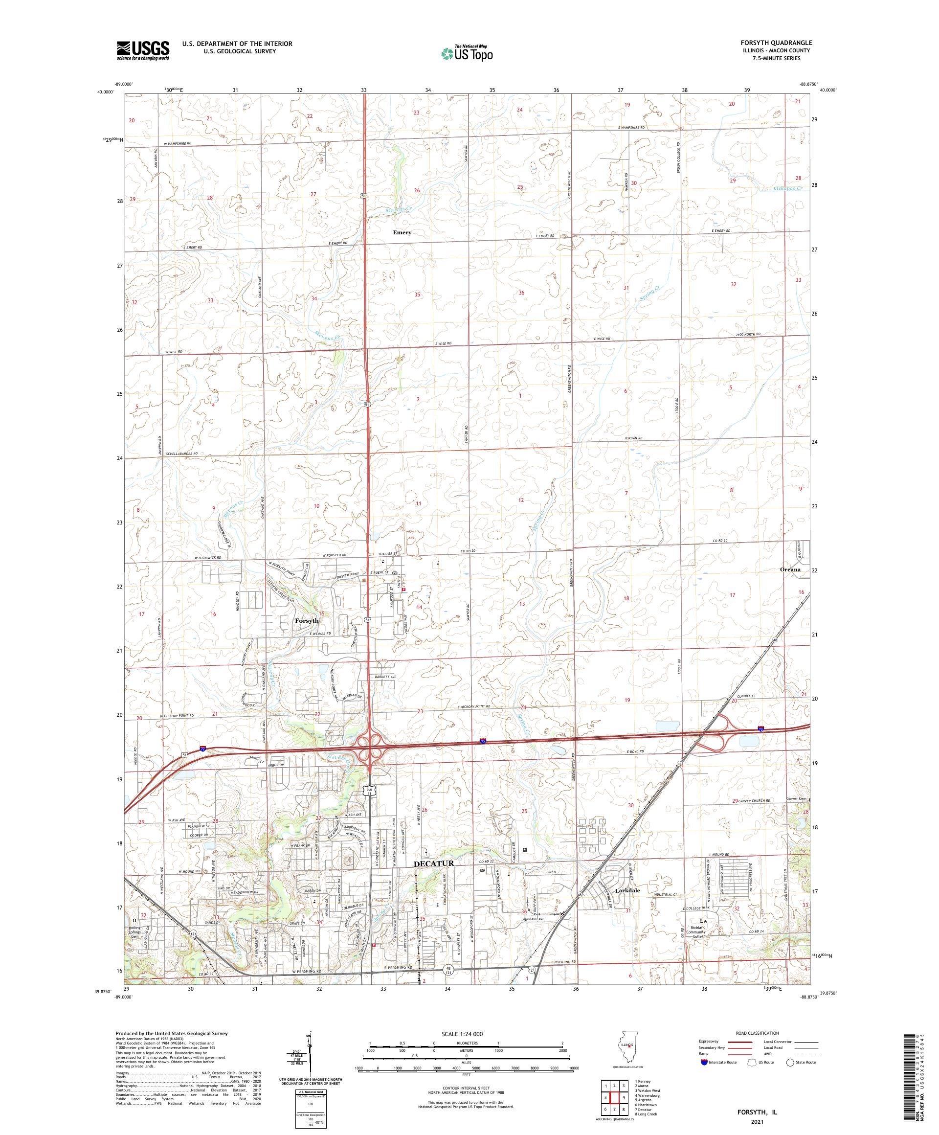 Forsyth Illinois US Topo Map – MyTopo Map Store